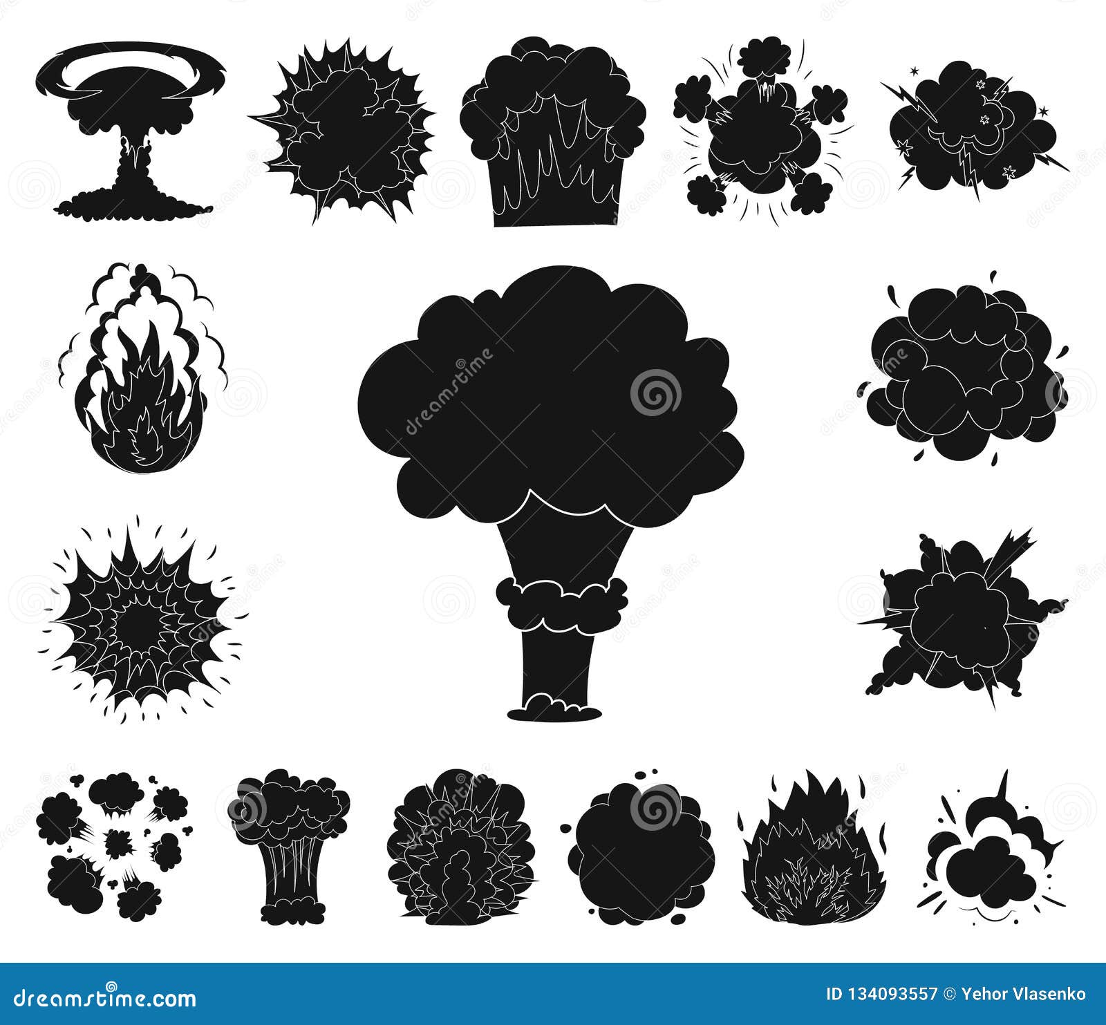 Different Explosions Black Icons in Set Collection for Design.Flash and ...