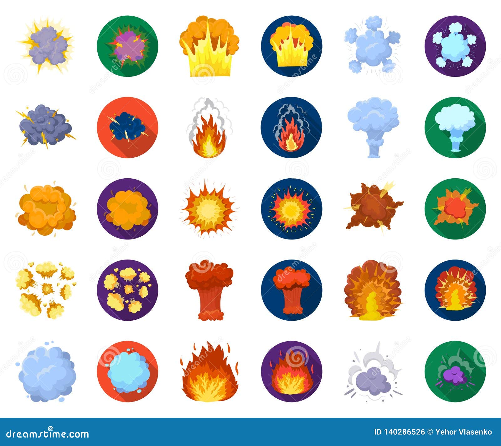 Different Explosions Cartoon,flat Icons in Set Collection for Design ...