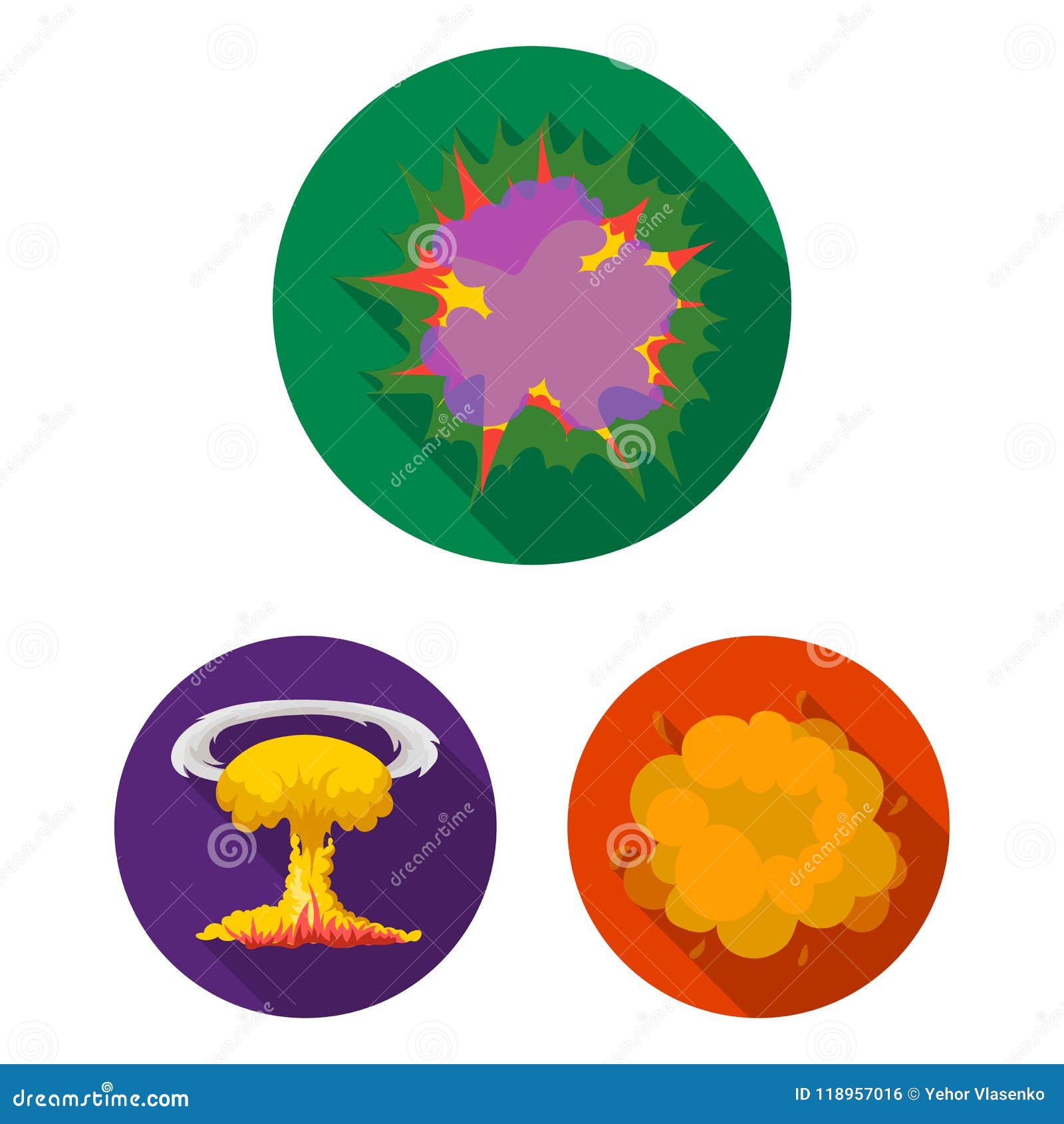 Different Explosions Flat Icons in Set Collection for Design.Flash and ...