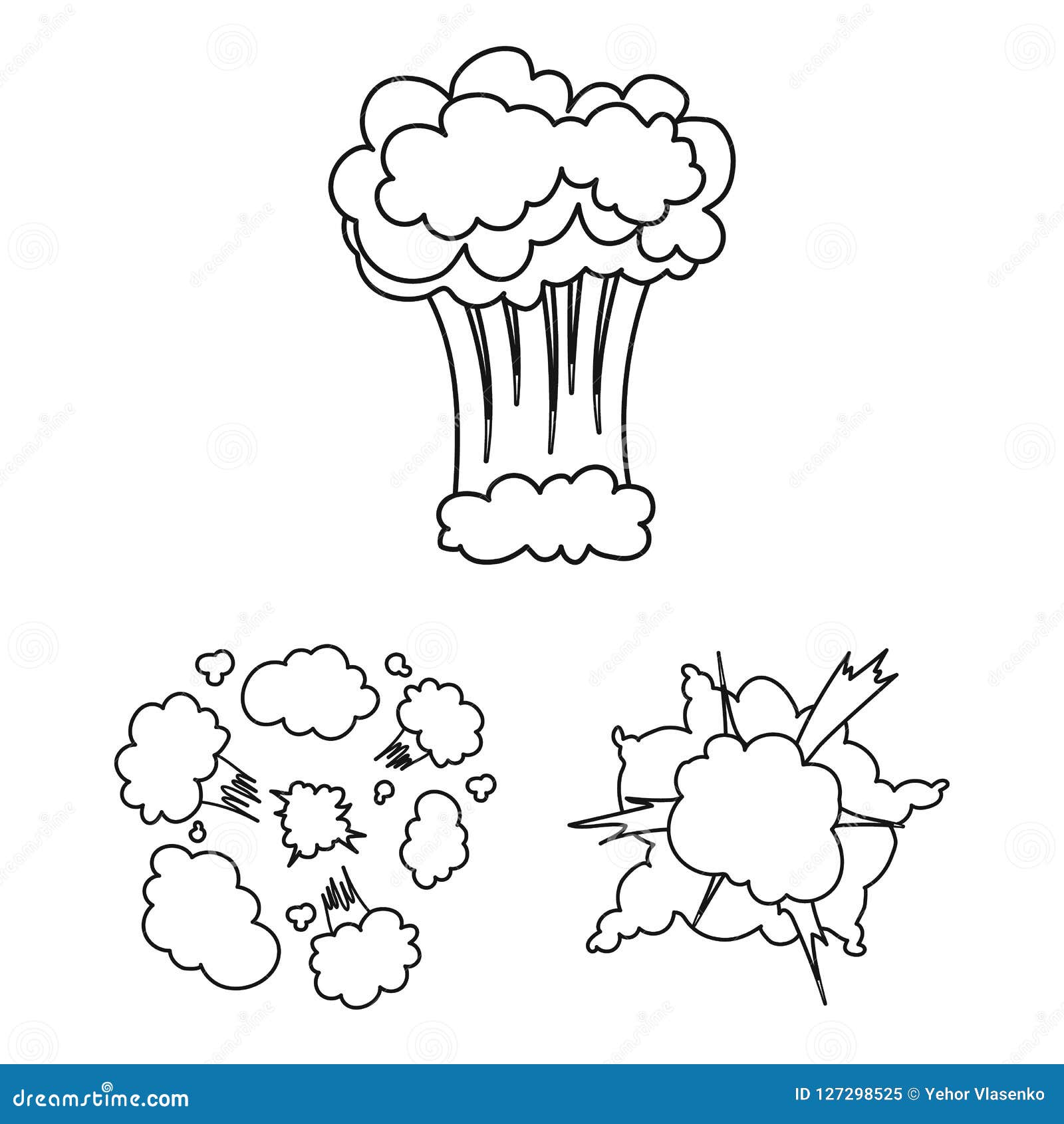 Different Explosions Outline Icons in Set Collection for Design.Flash ...