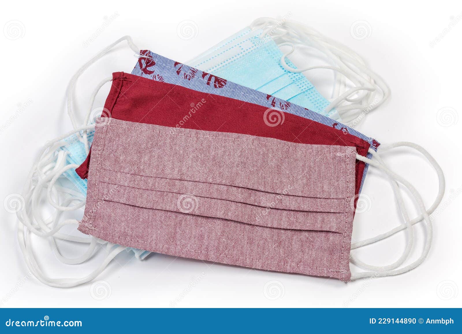 Different Fabric Protective Face Masks Lie on the Medical Masks Stock ...