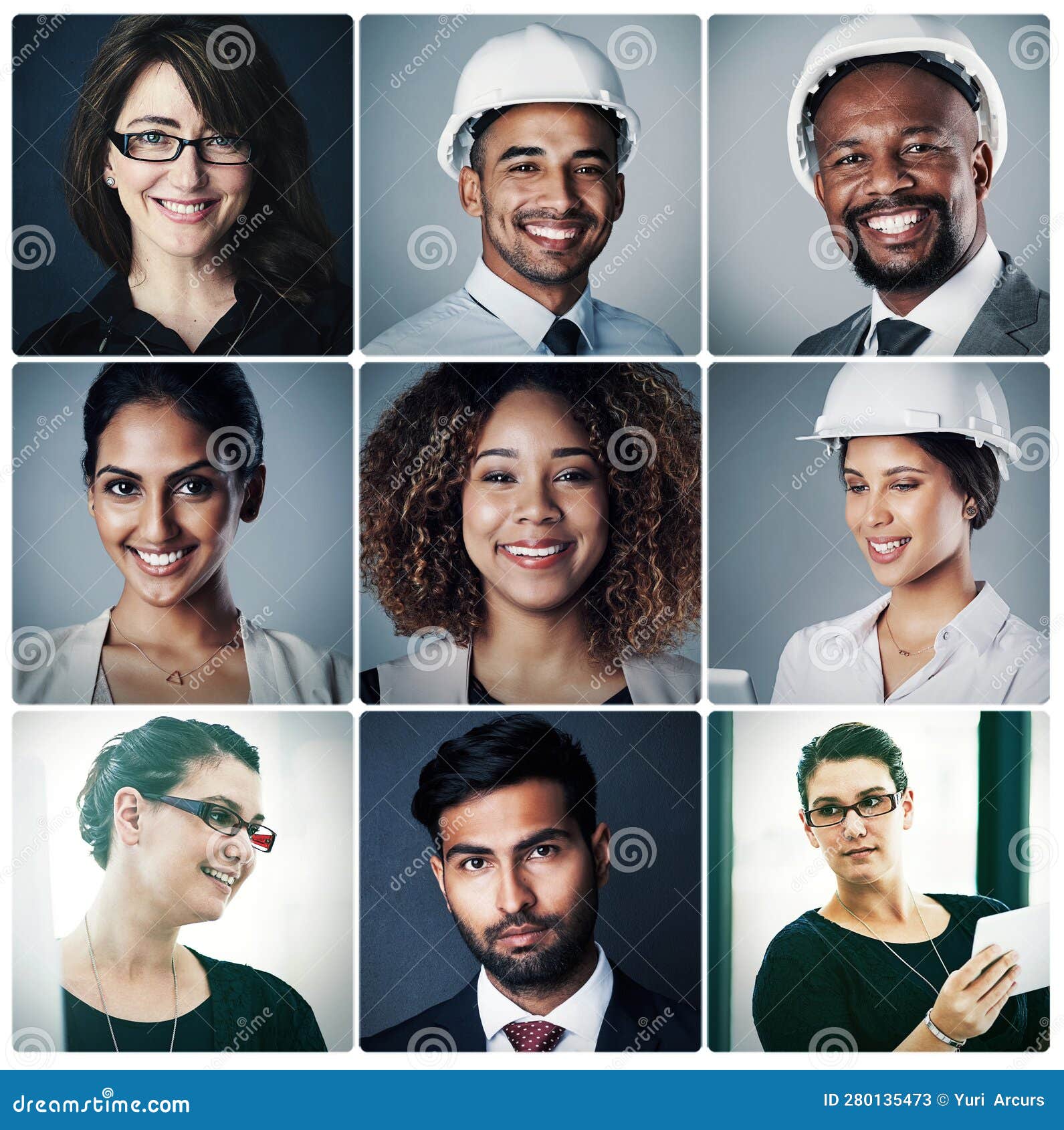 Different Faces, Same Goal. Composite Portrait of a Group of Diverse ...