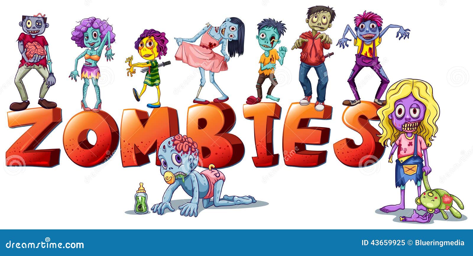 Different faces of zombies stock vector. Illustration of banty - 43659925