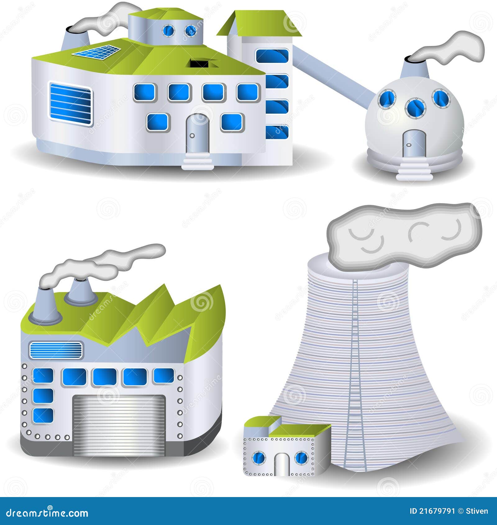 Different Factory Illustrations Stock Vector - Illustration of plant ...
