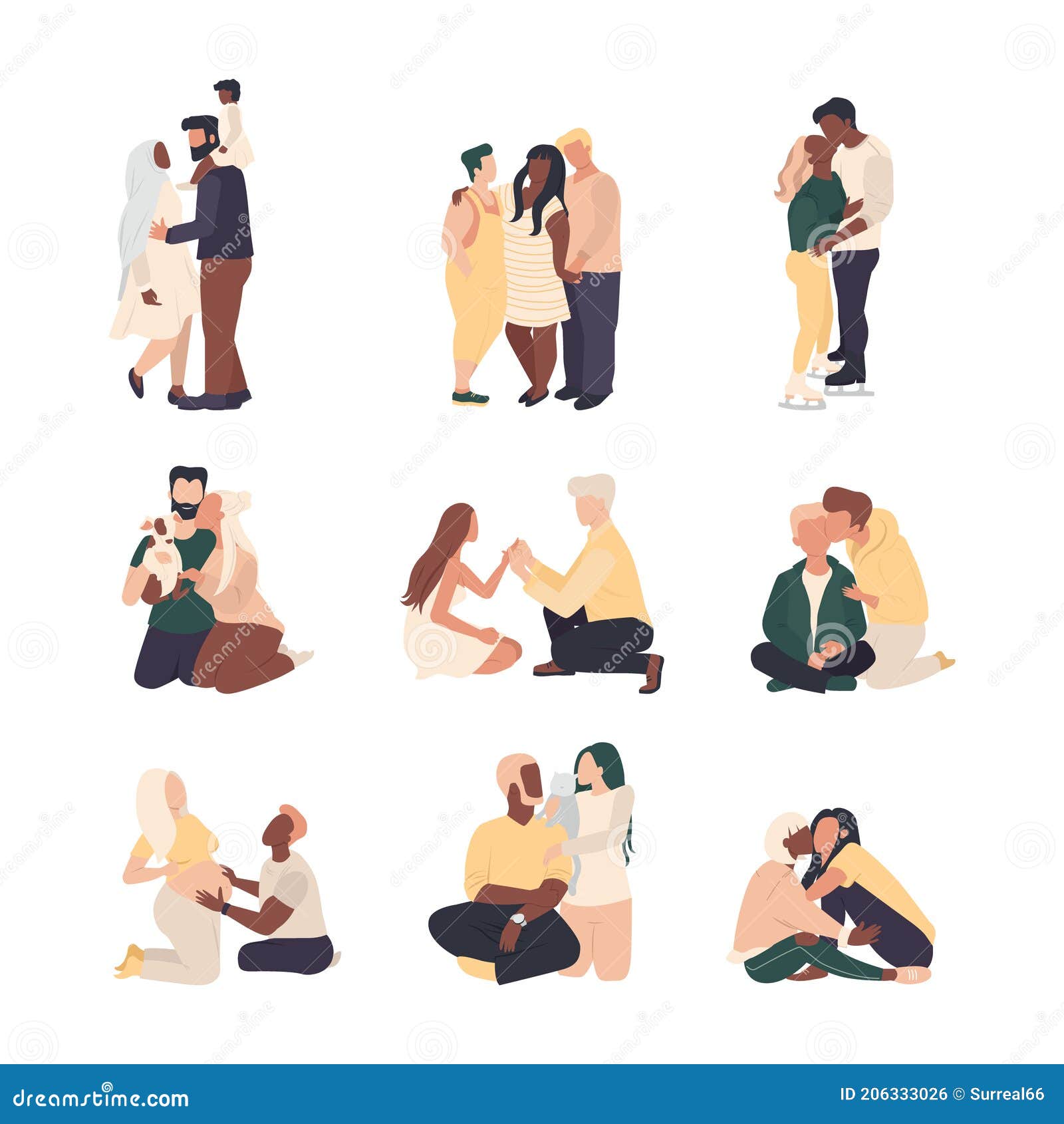 Happy Couples Vector Collection Stock Vector - Illustration of girl ...