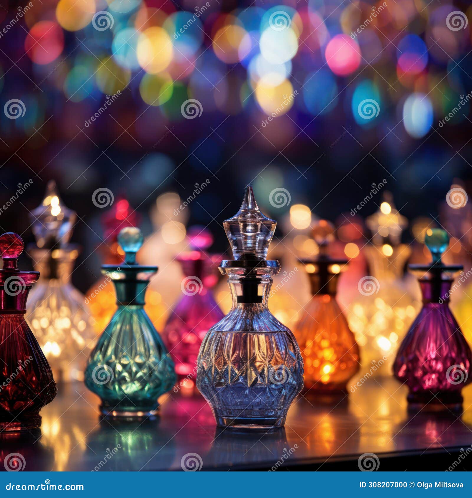 Different Fancy Glass Perfume Bottles, Generative AI Stock Illustration ...
