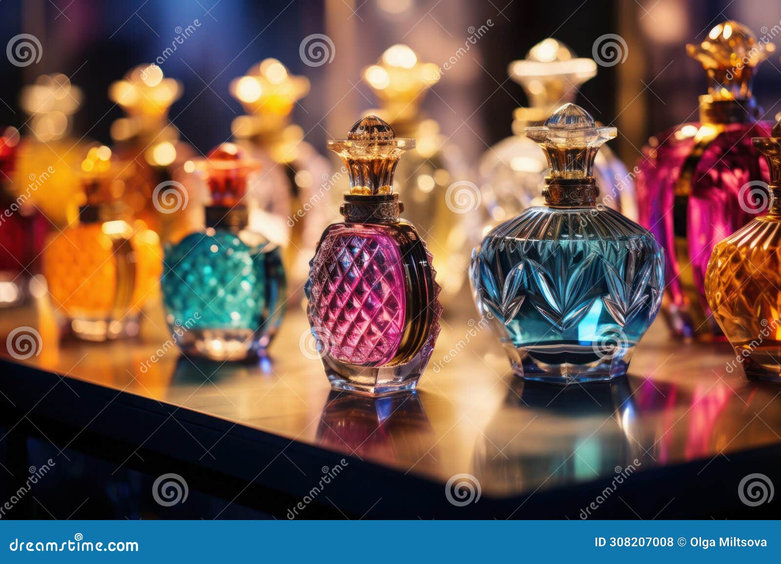 Different Fancy Glass Perfume Bottles, Generative AI Stock Illustration ...