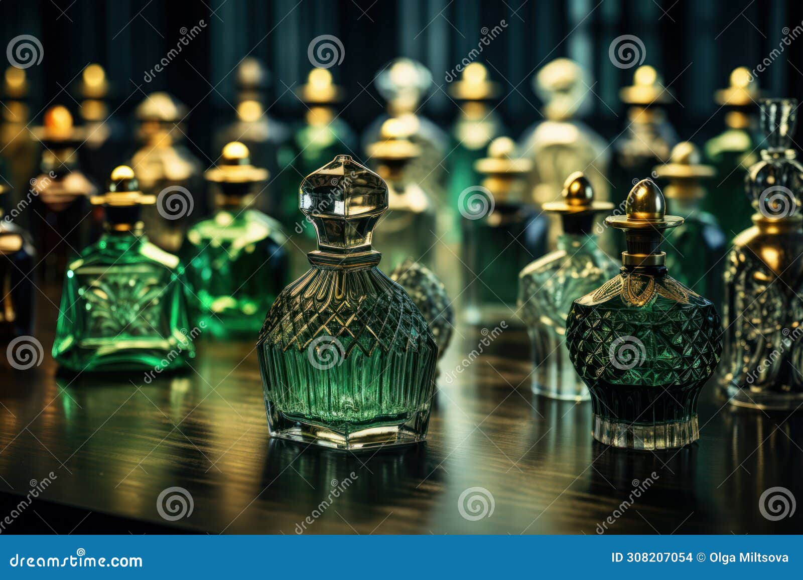 Different Fancy Glass Perfume Bottles, Generative AI Stock Illustration ...
