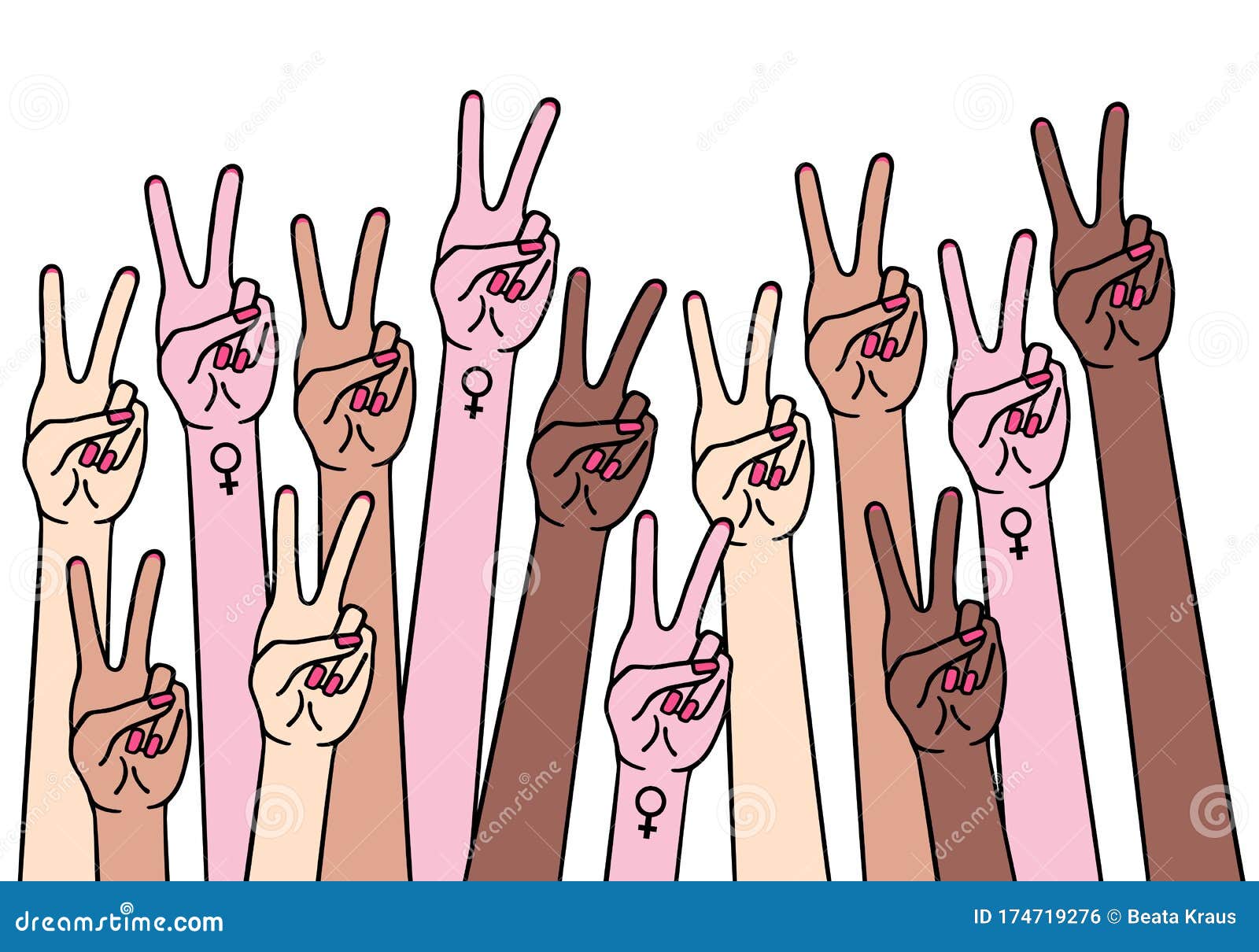 Female Hands with Peace and Female Sign, Vector Illustration Stock ...