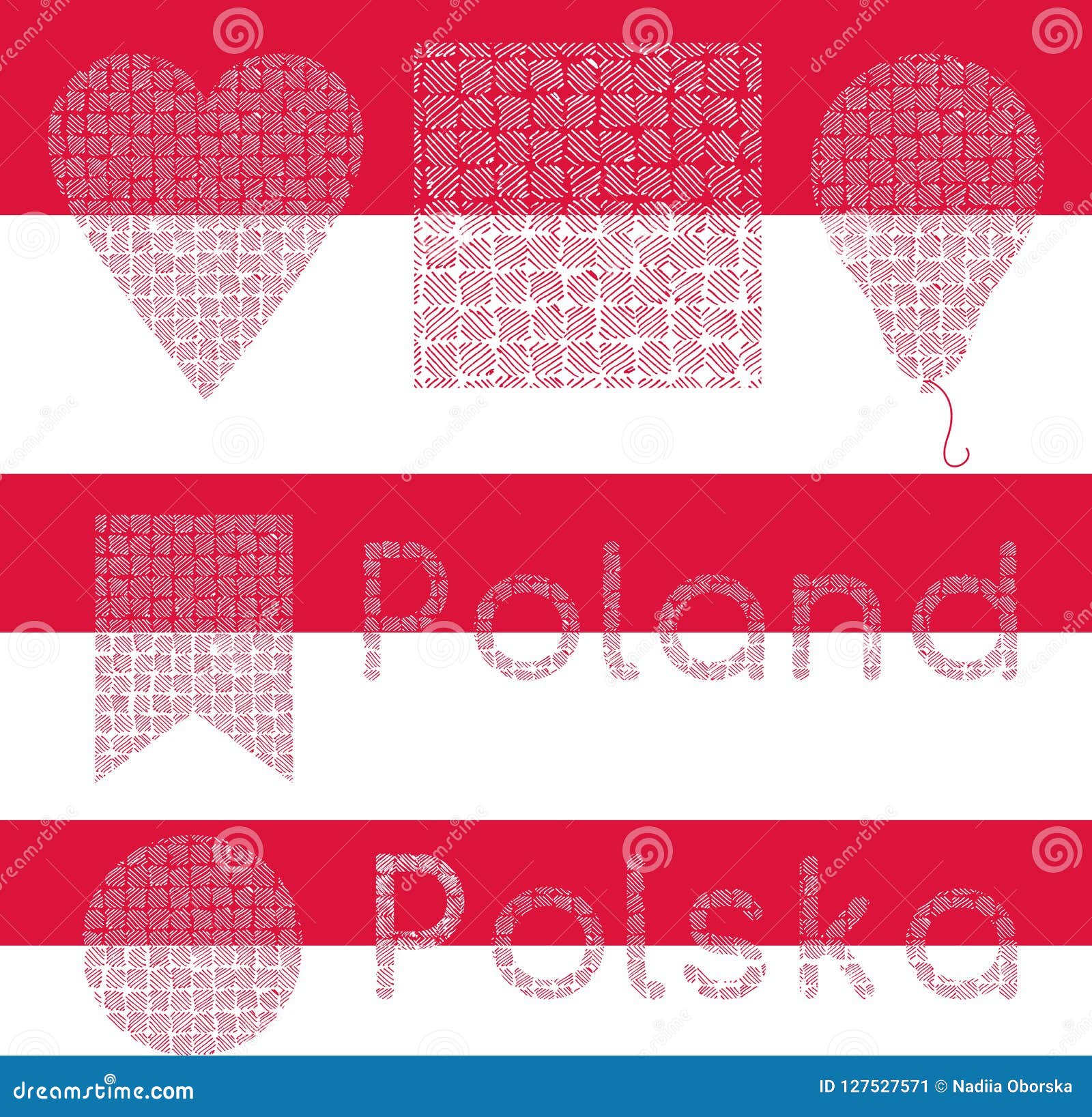 Different Figures in the National Colors of Poland. Vector Illustration ...