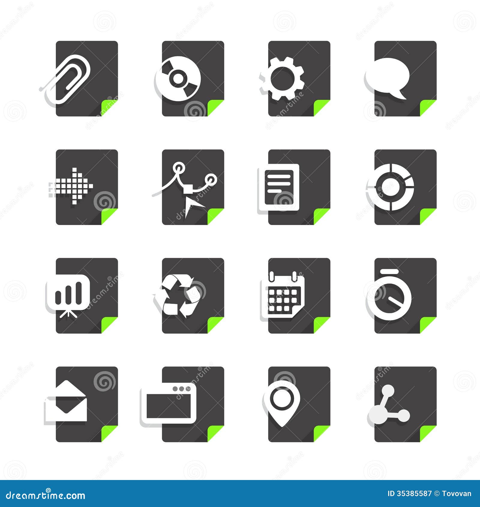 Different file types icons stock illustration. Illustration of green ...
