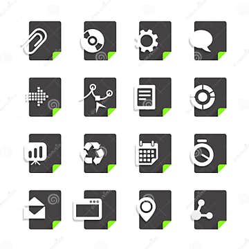 Different file types icons stock illustration. Illustration of green ...