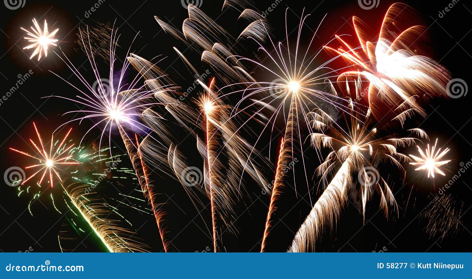 Different fireworks stock image. Image of party, night, holiday - 58277