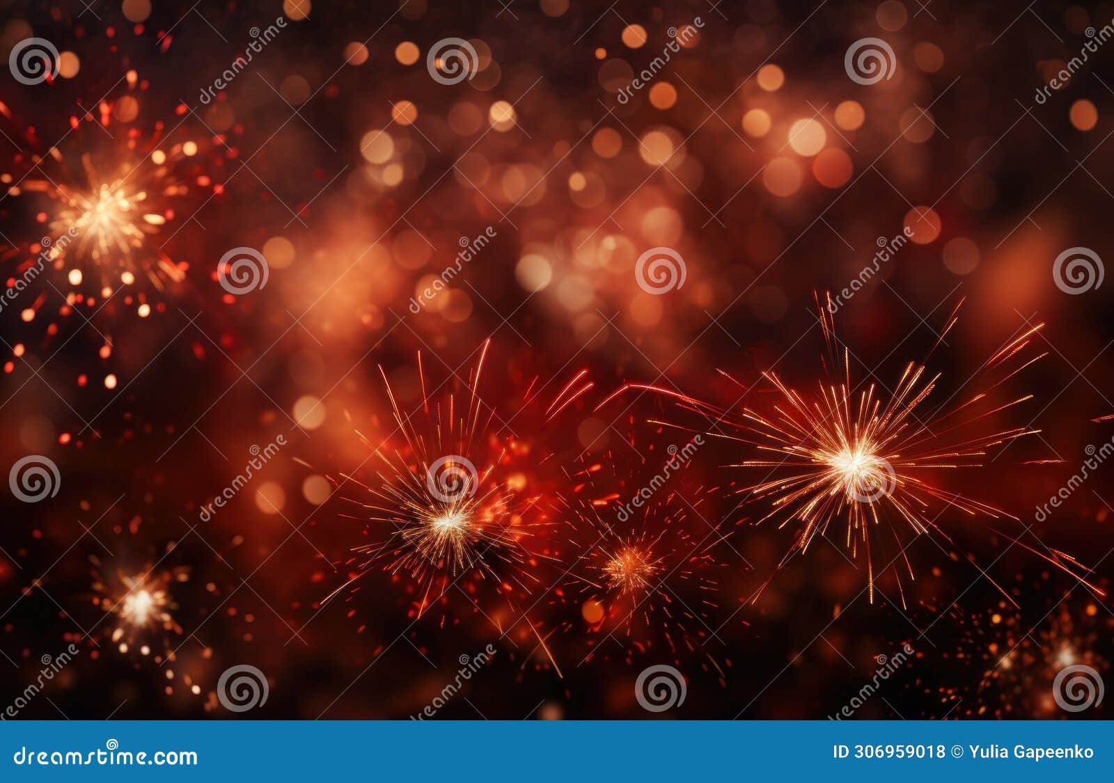 Different Fireworks and Sparklers are Shown Over a Red Background ...