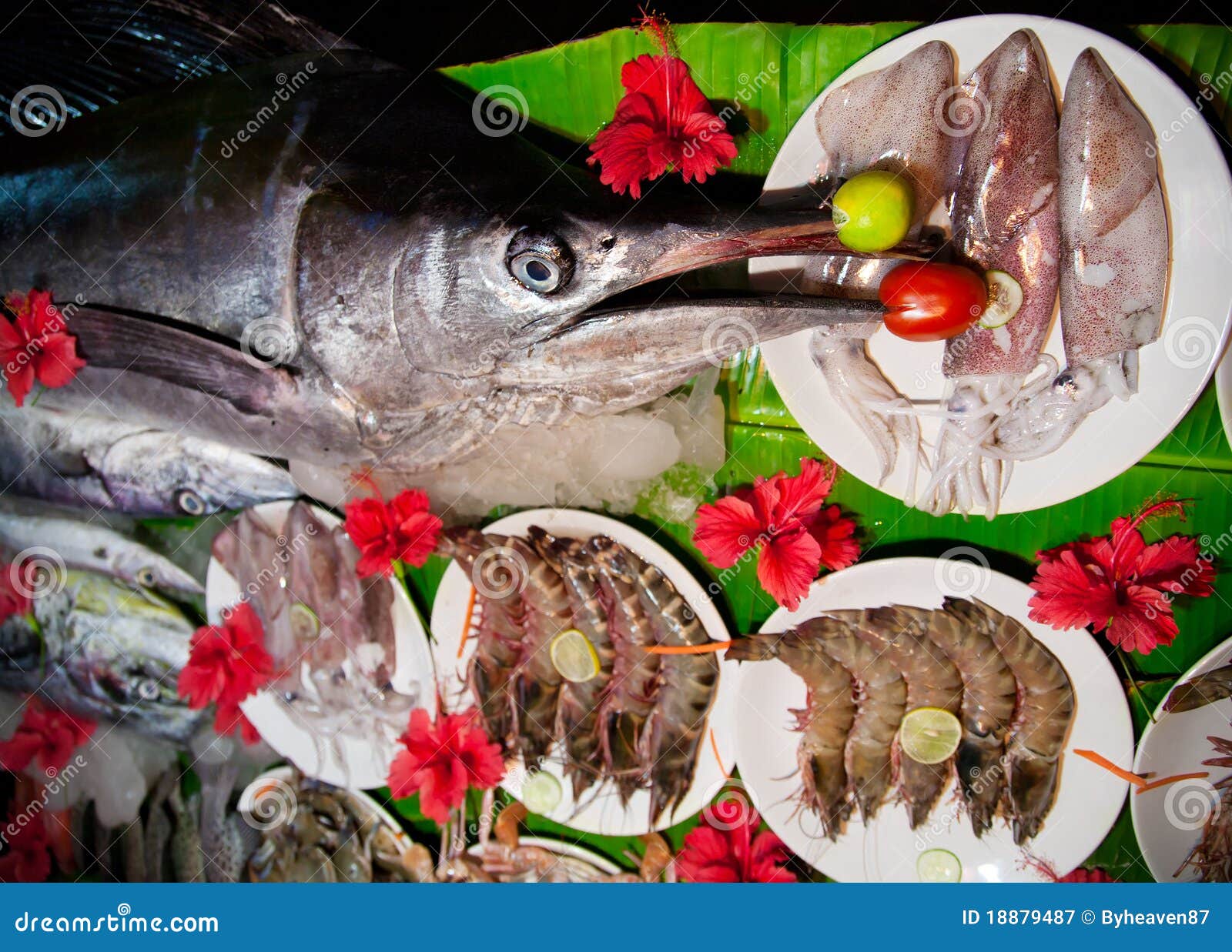 Different Fish, Calamari and Prawns Stock Image - Image of freshness ...