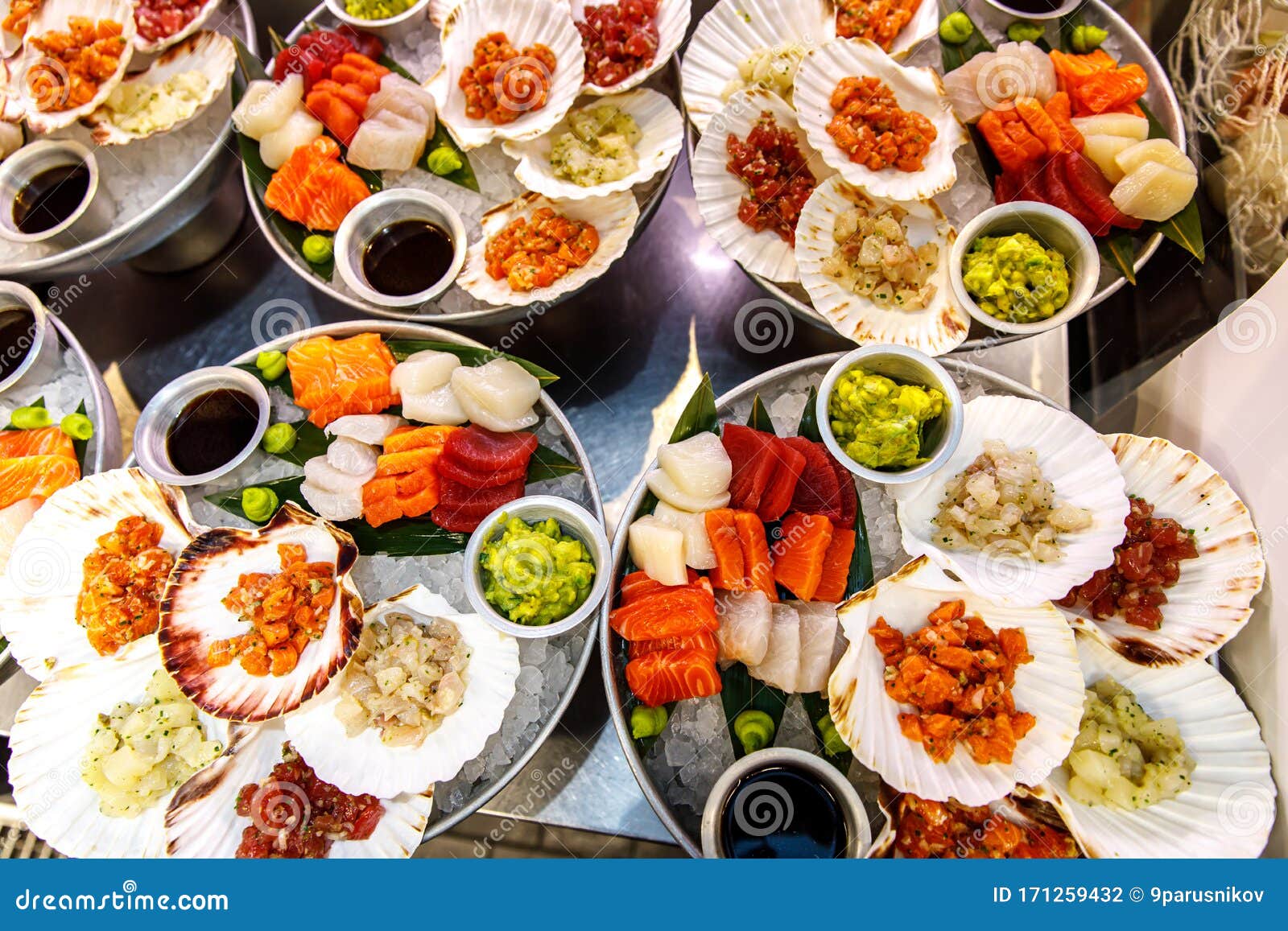 Different Fish Dishes, Natural Seadood. Stock Photo - Image of meal ...