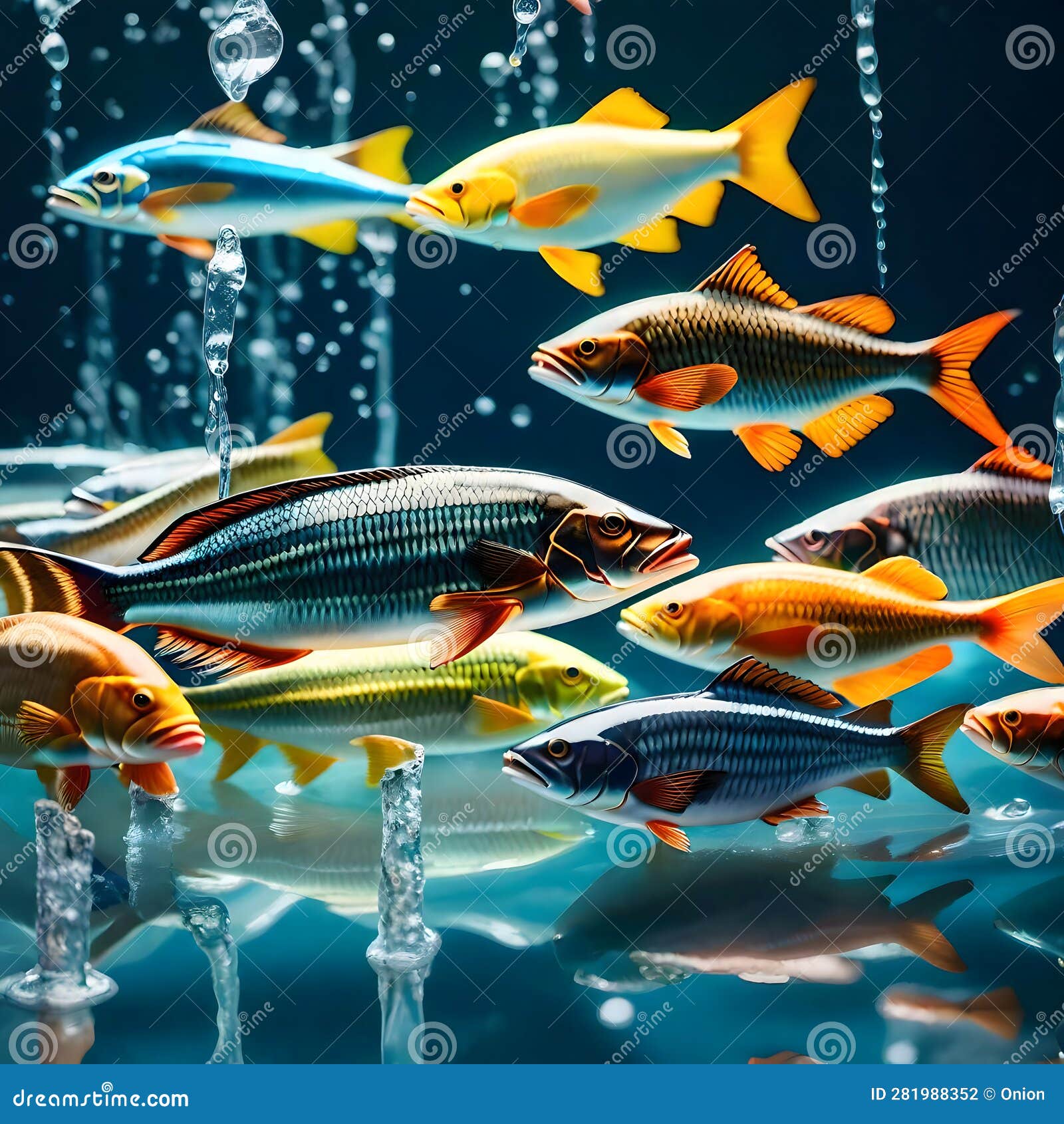 Different Fish Swimming Together - Ai Generated Image Stock ...