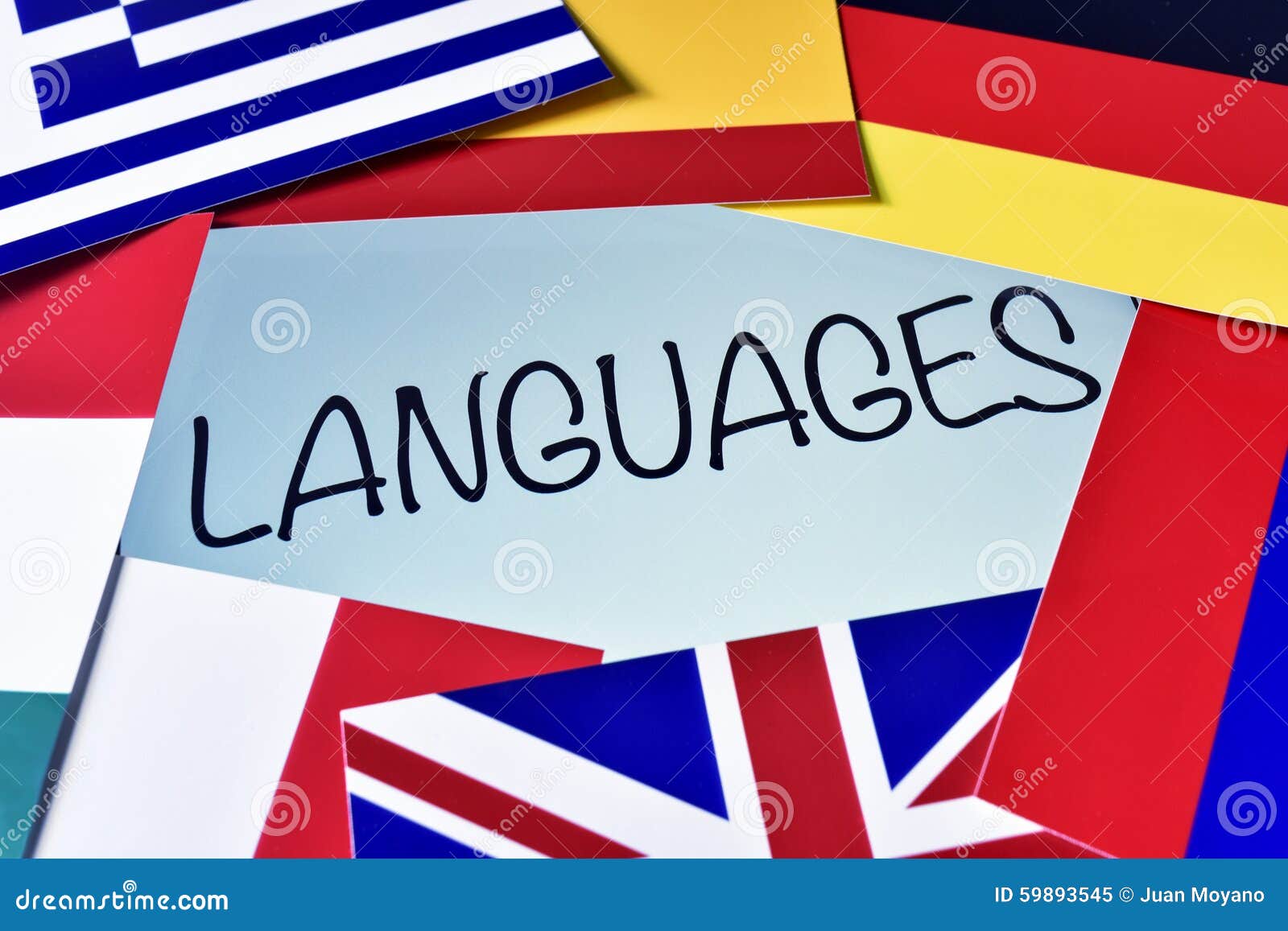 Different Flags and the Word Languages in the Screen of a Tablet Stock ...