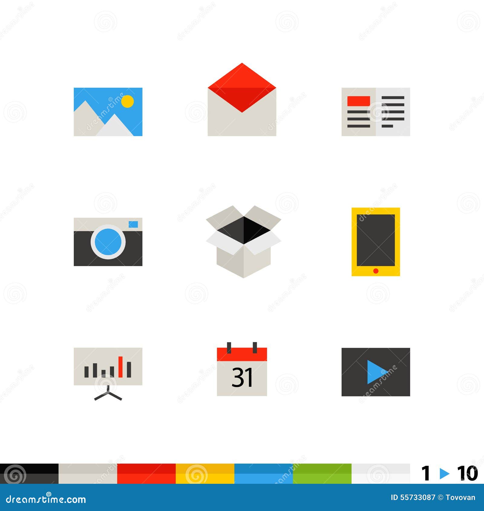 Different Flat Design Web and Application Interface Icons Stock Vector ...