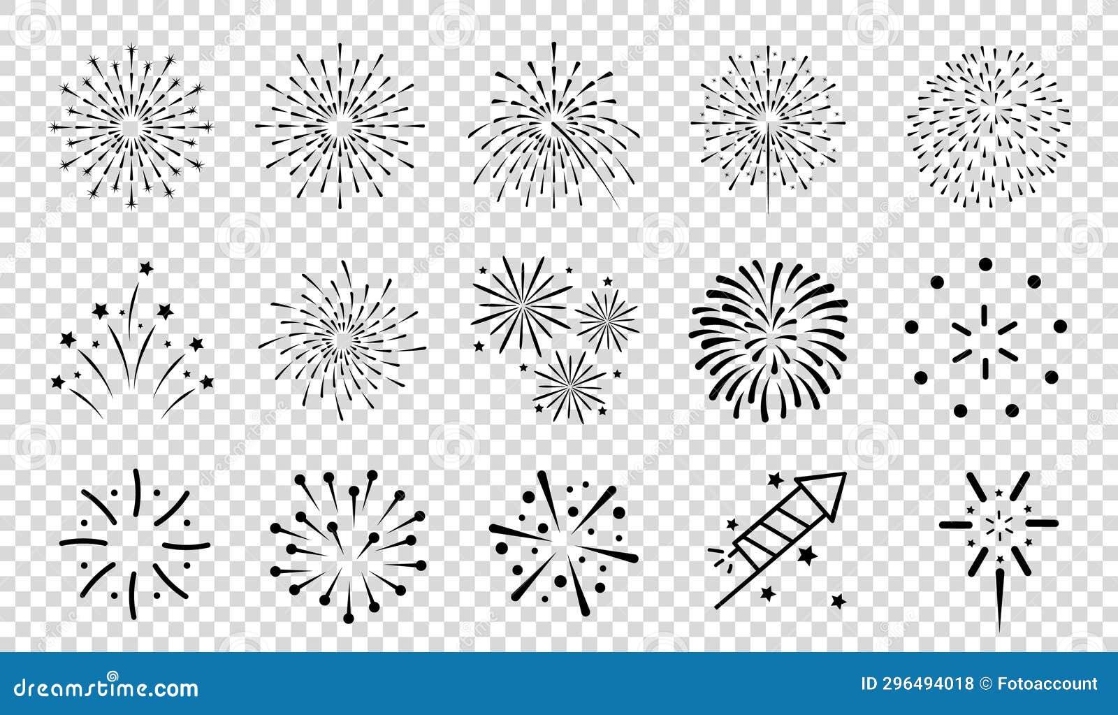 Different Flat Firework Icons - Vector Illustrations Isolated on ...