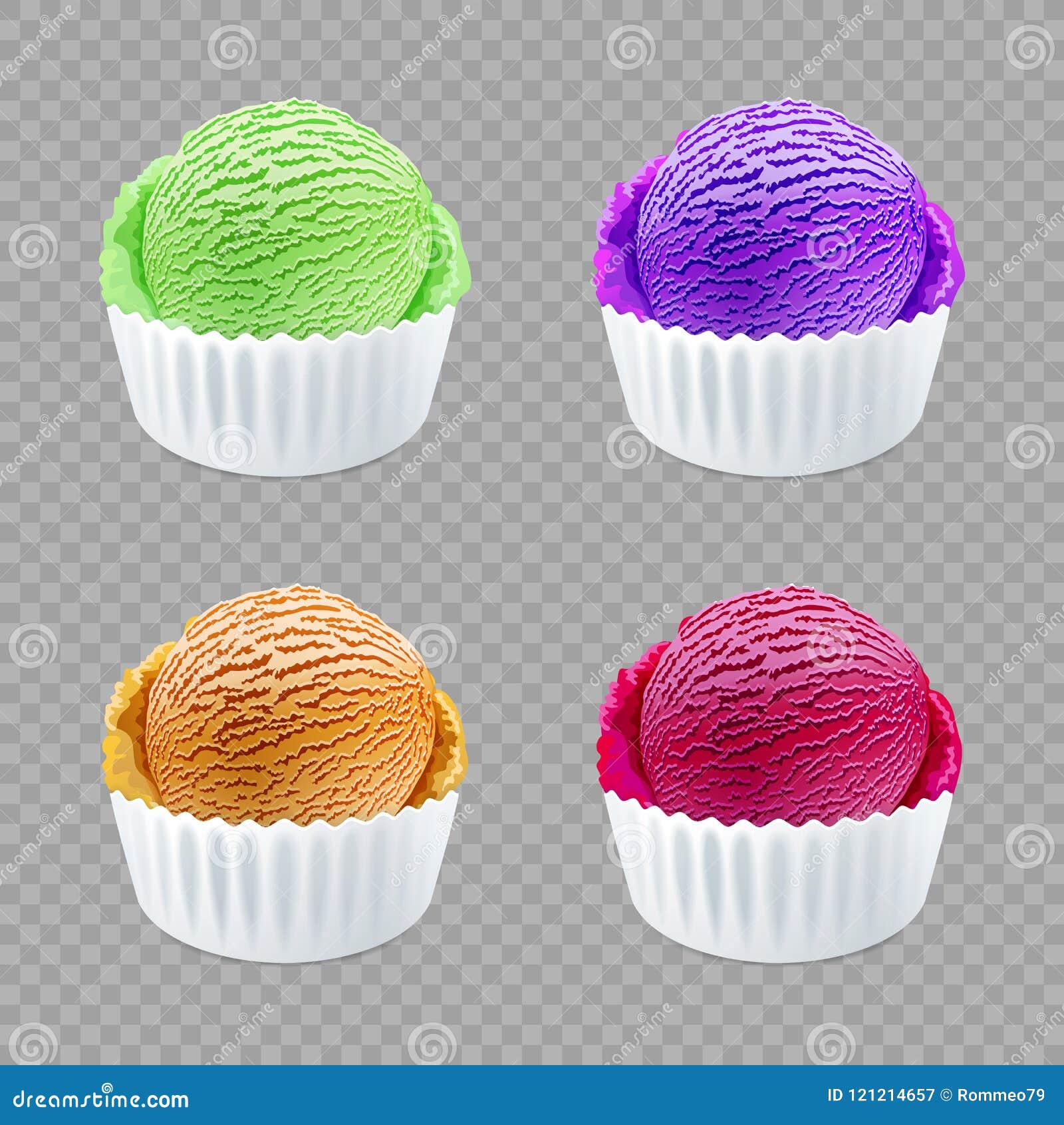 Different Flavor Ice Cream Scoops Side View on Transparent Background ... Different Flavor Ice Cream Scoops Side View on Transparent Background ...