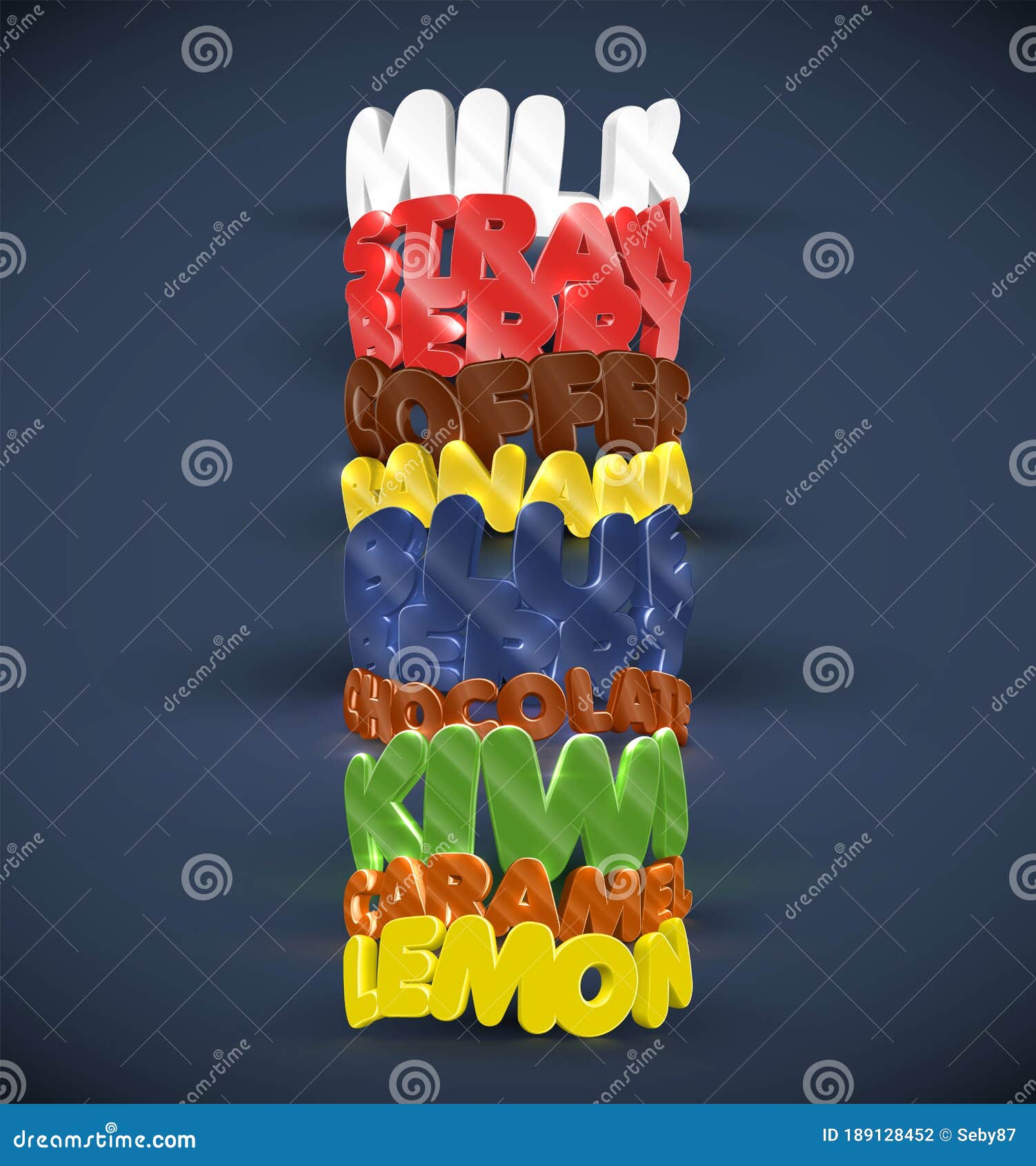 9 Different Flavour in 3D, Vector Set Stock Vector - Illustration of ...