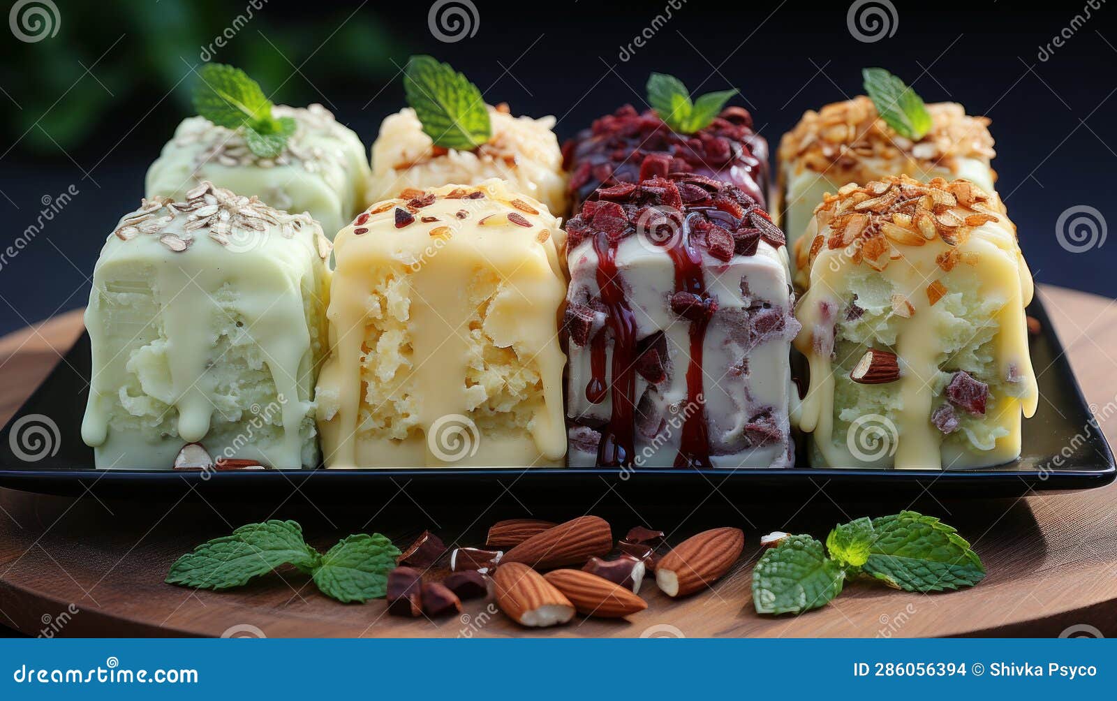 Different Flavours of Kulfi on Black Plate Generative AI Stock ...