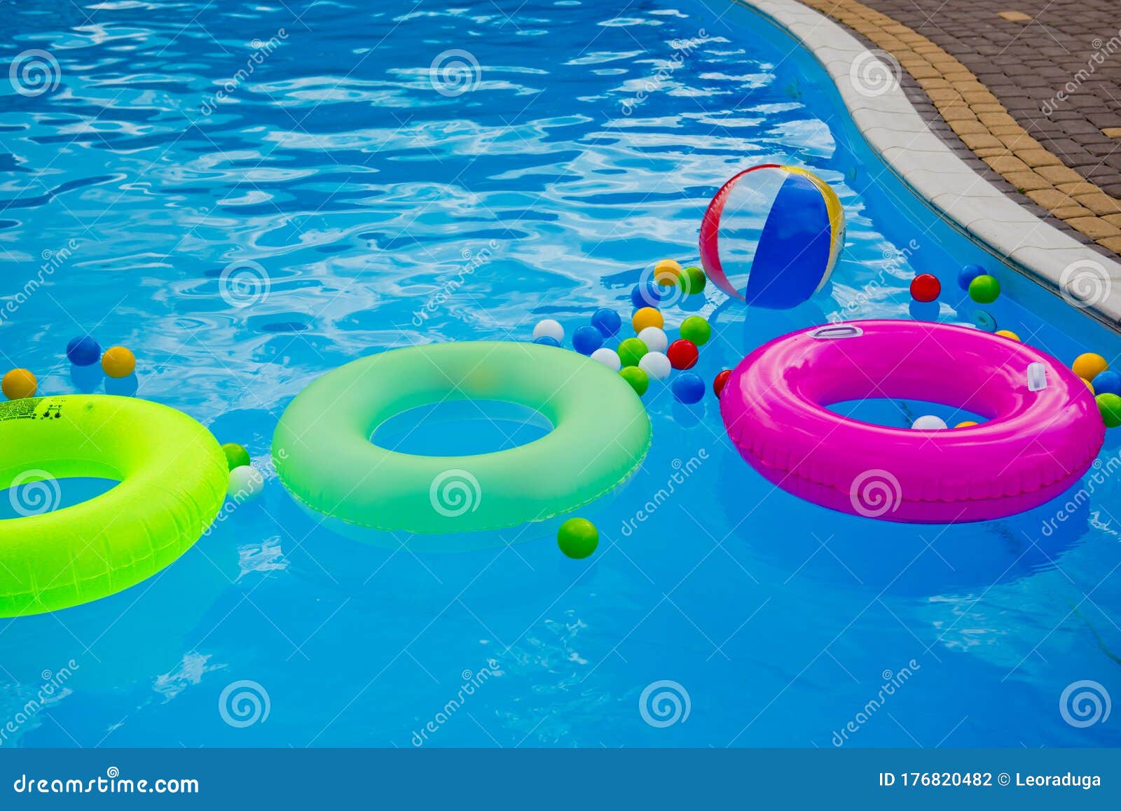 Different Float Accessories for Swimming in the Pool. Stock Photo ...