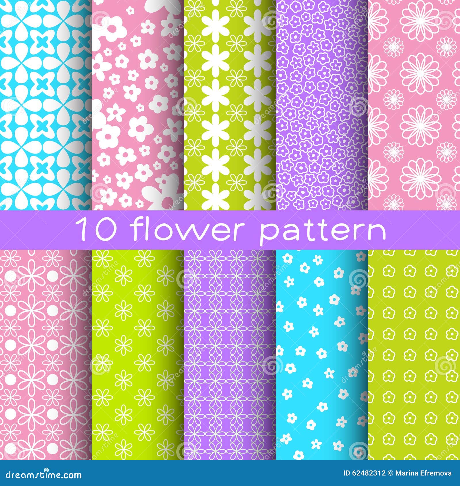 10 Different Flower Vector Seamless Patterns. Stock Vector ...