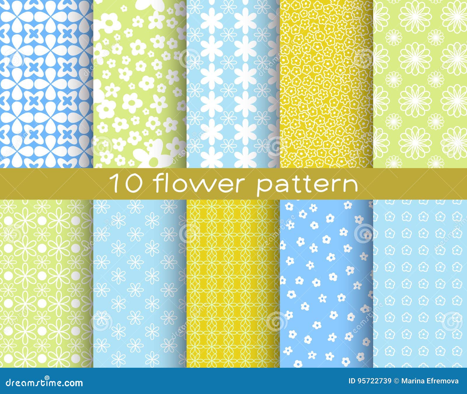 10 Different Flower Vector Seamless Patterns. Stock Vector ...