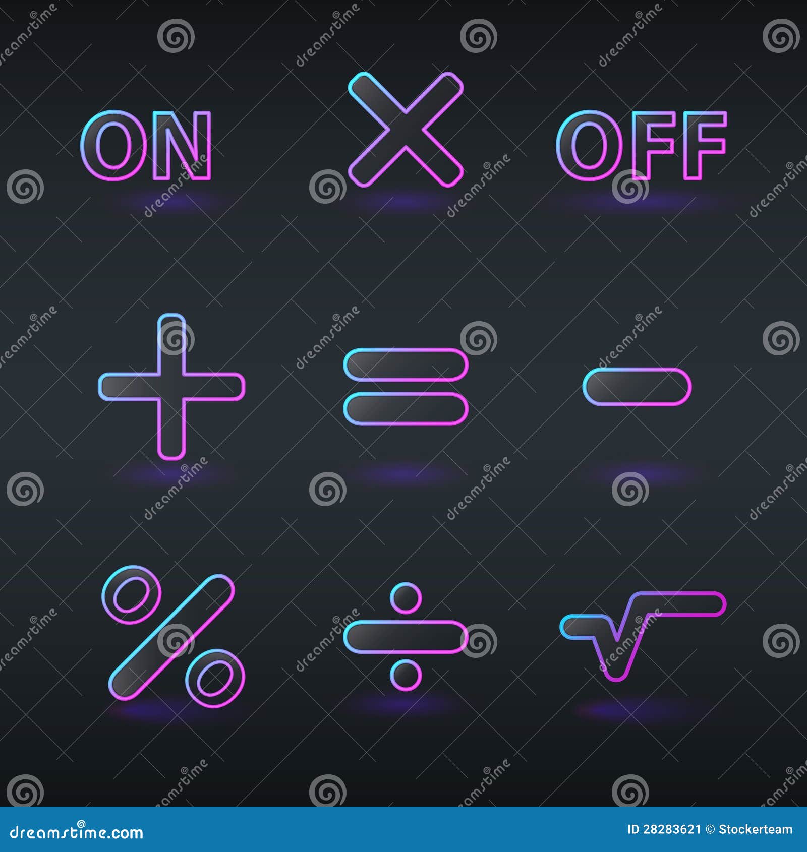 Different Fluorescent Neon Calculator Icons Stock Illustration ...