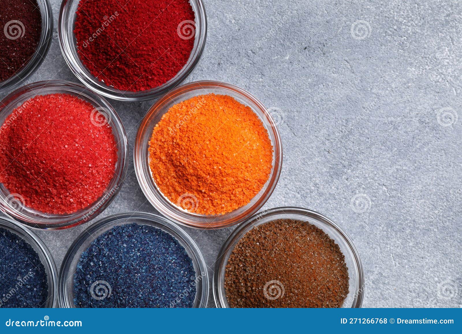 Different Food Coloring on Light Grey Table, Flat Lay. Space for Text ...