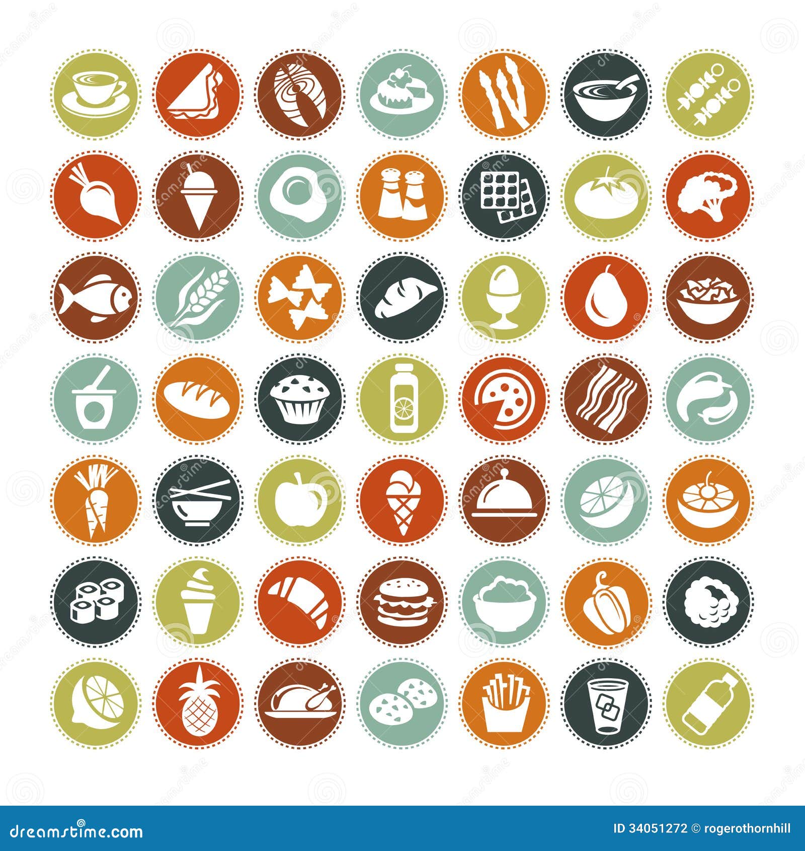 49 Different Food Icons ALL NEW Stock Vector - Illustration of emblem ...