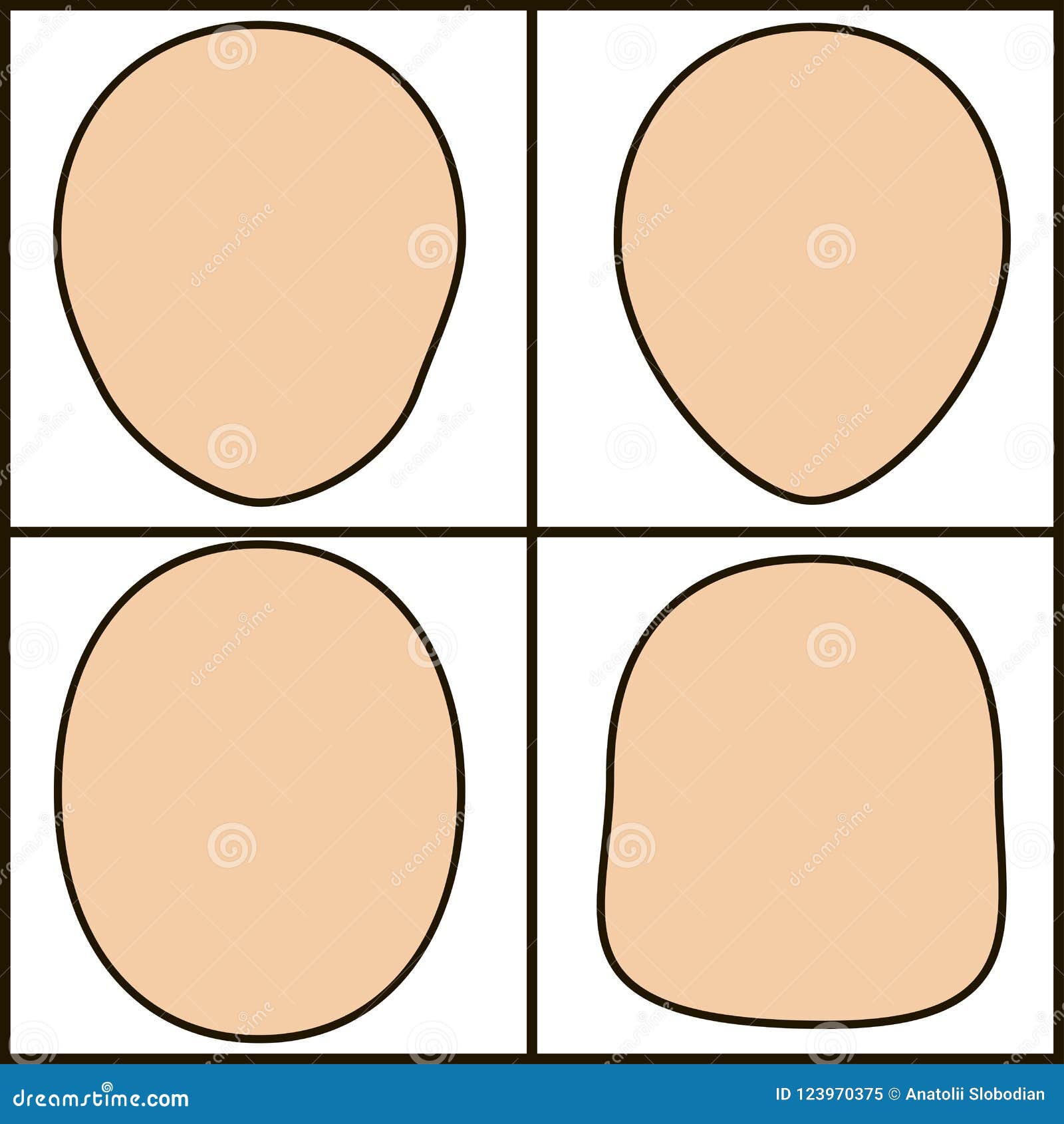 Different Forms of Face, Vector Icoka. Chiseled Outline Stock Vector ...