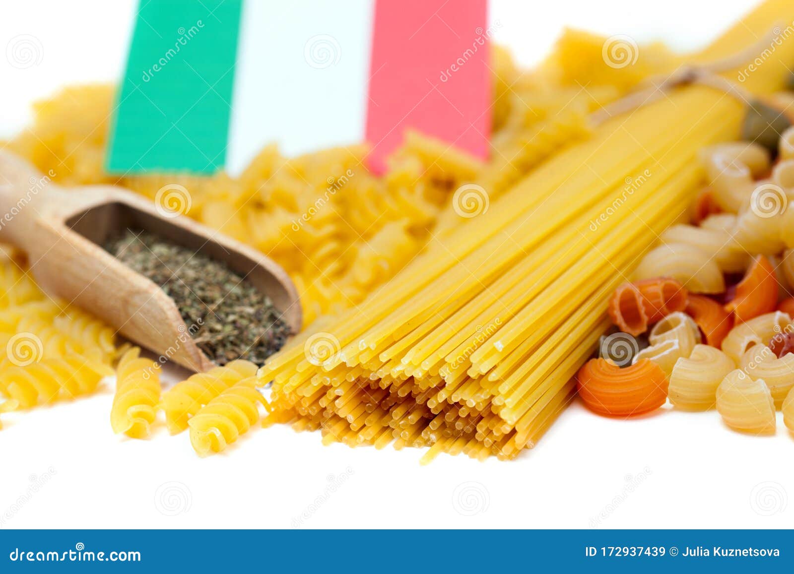 Different Forms of Pasta and Italian Flag Stock Image - Image of ...