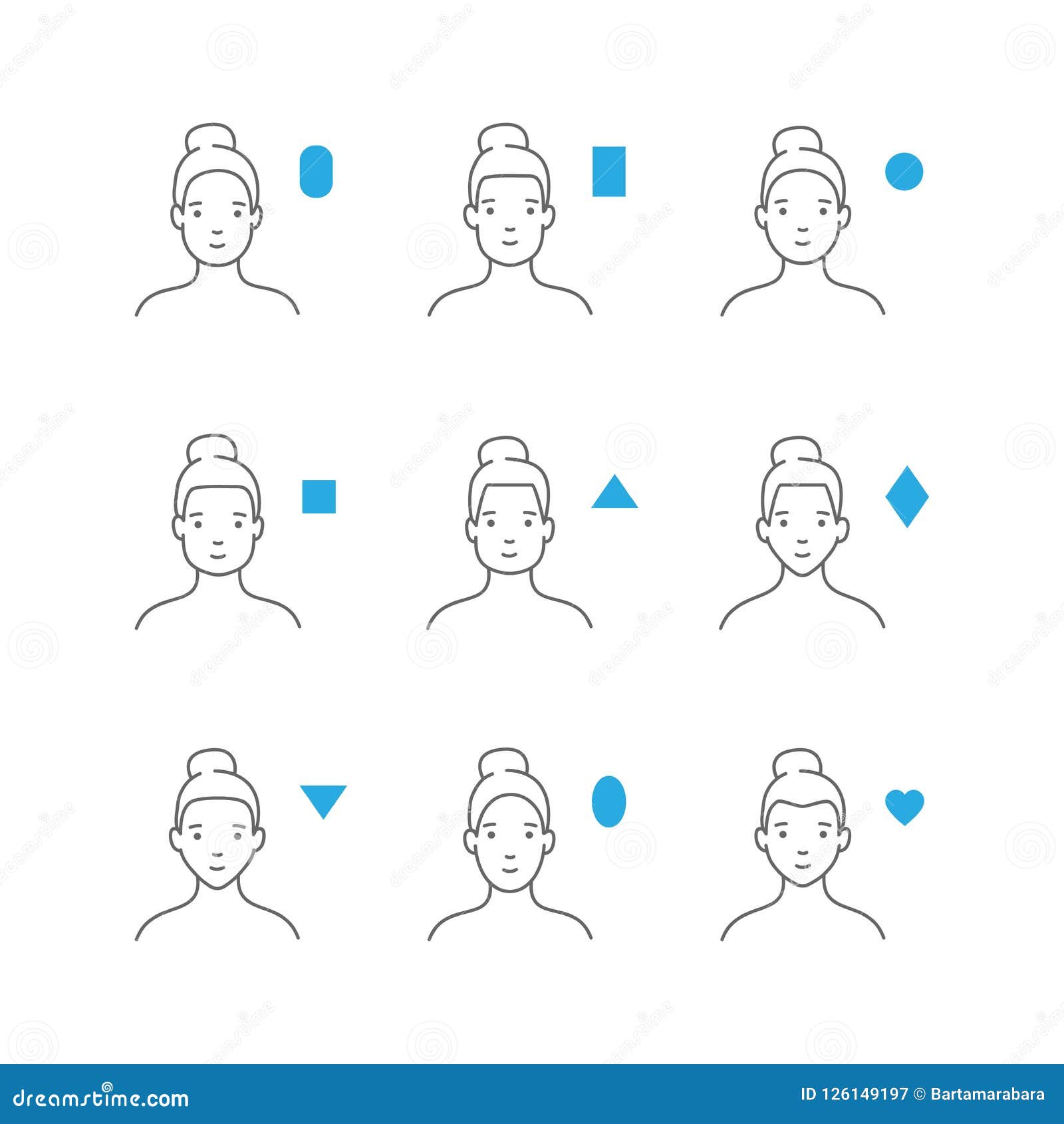 Different Forms of a Woman S Face. Stock Vector - Illustration of flat ...