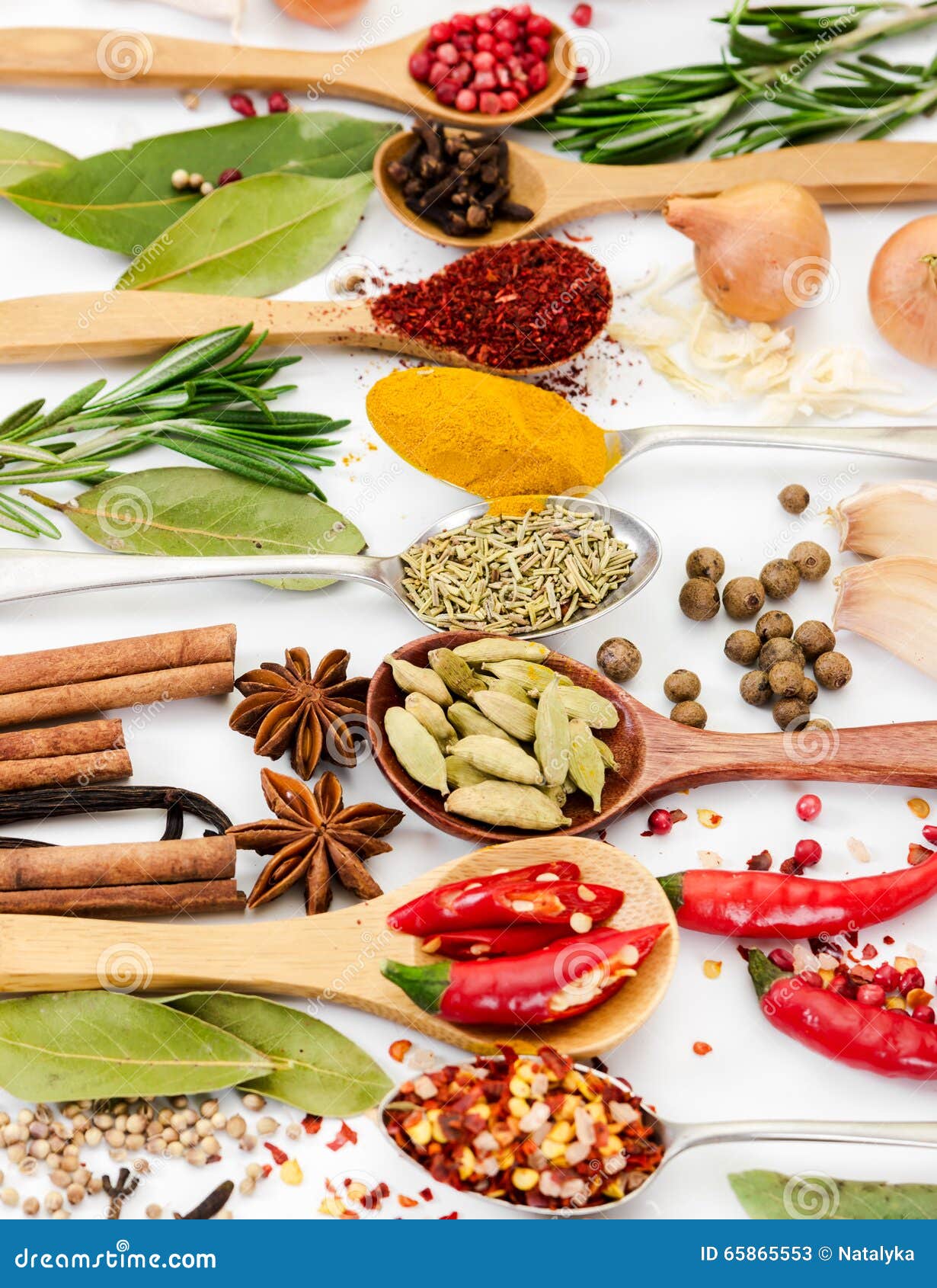 Different Fragrant Spices in Spoons Stock Image - Image of cutting ...