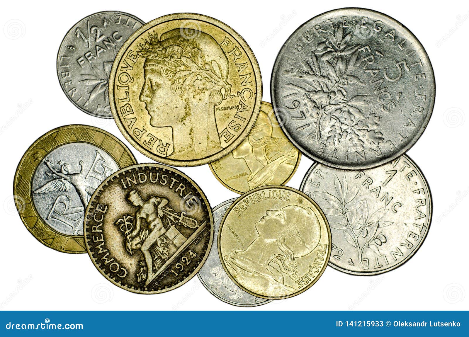 Different French coins stock image. Image of childhood - 141215933