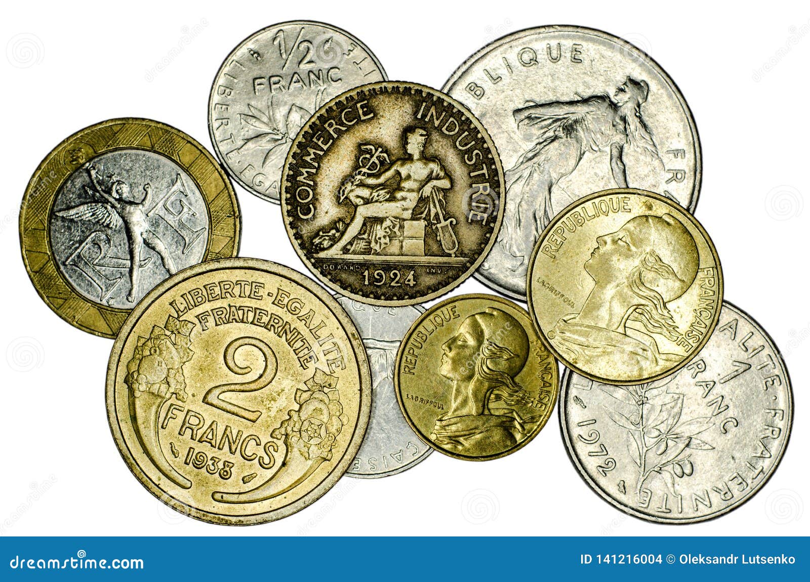 Different French coins stock photo. Image of childhood - 141216004