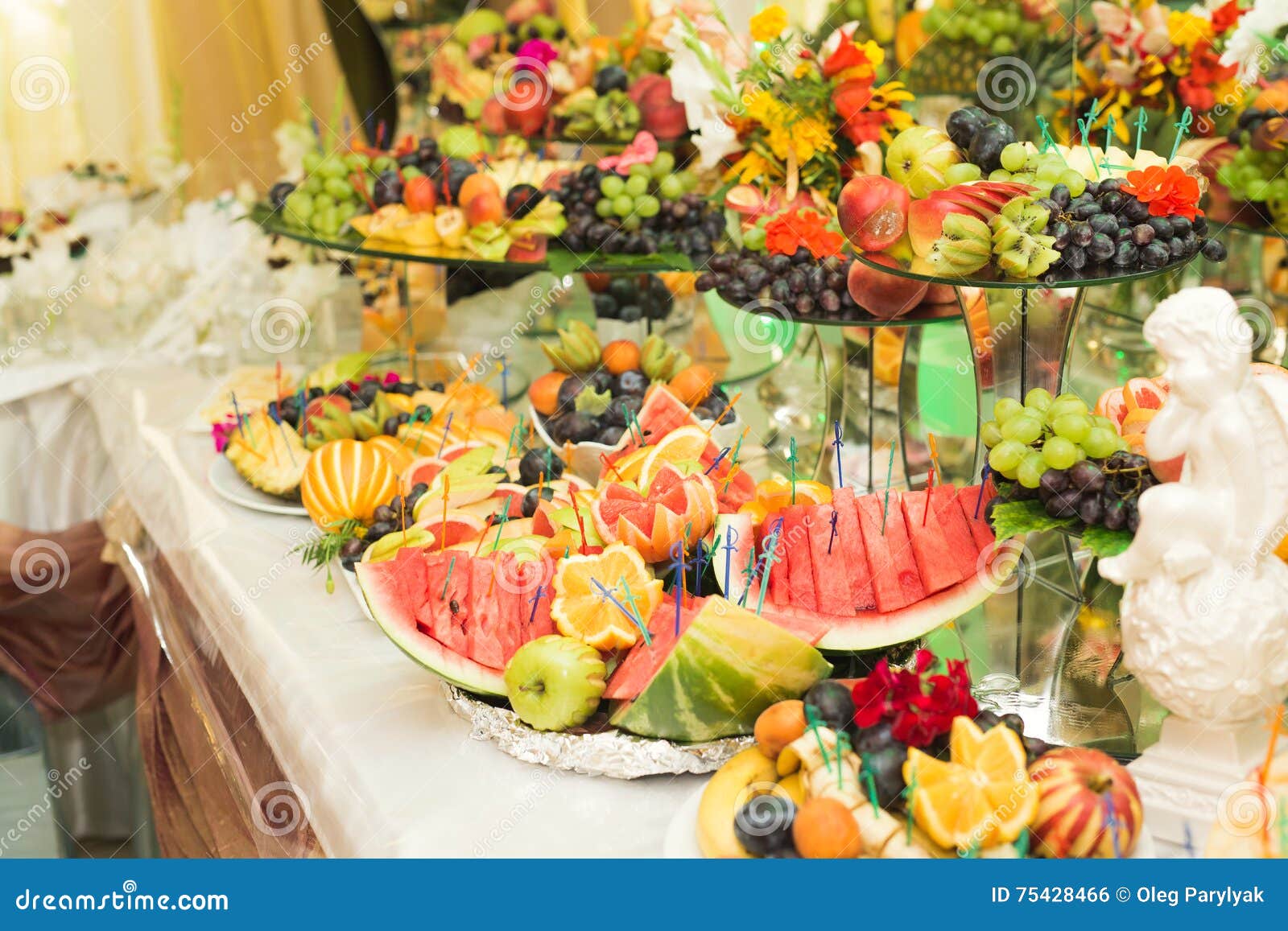 Different Fresh Fruits on Wedding Buffet Table Stock Photo - Image of ...