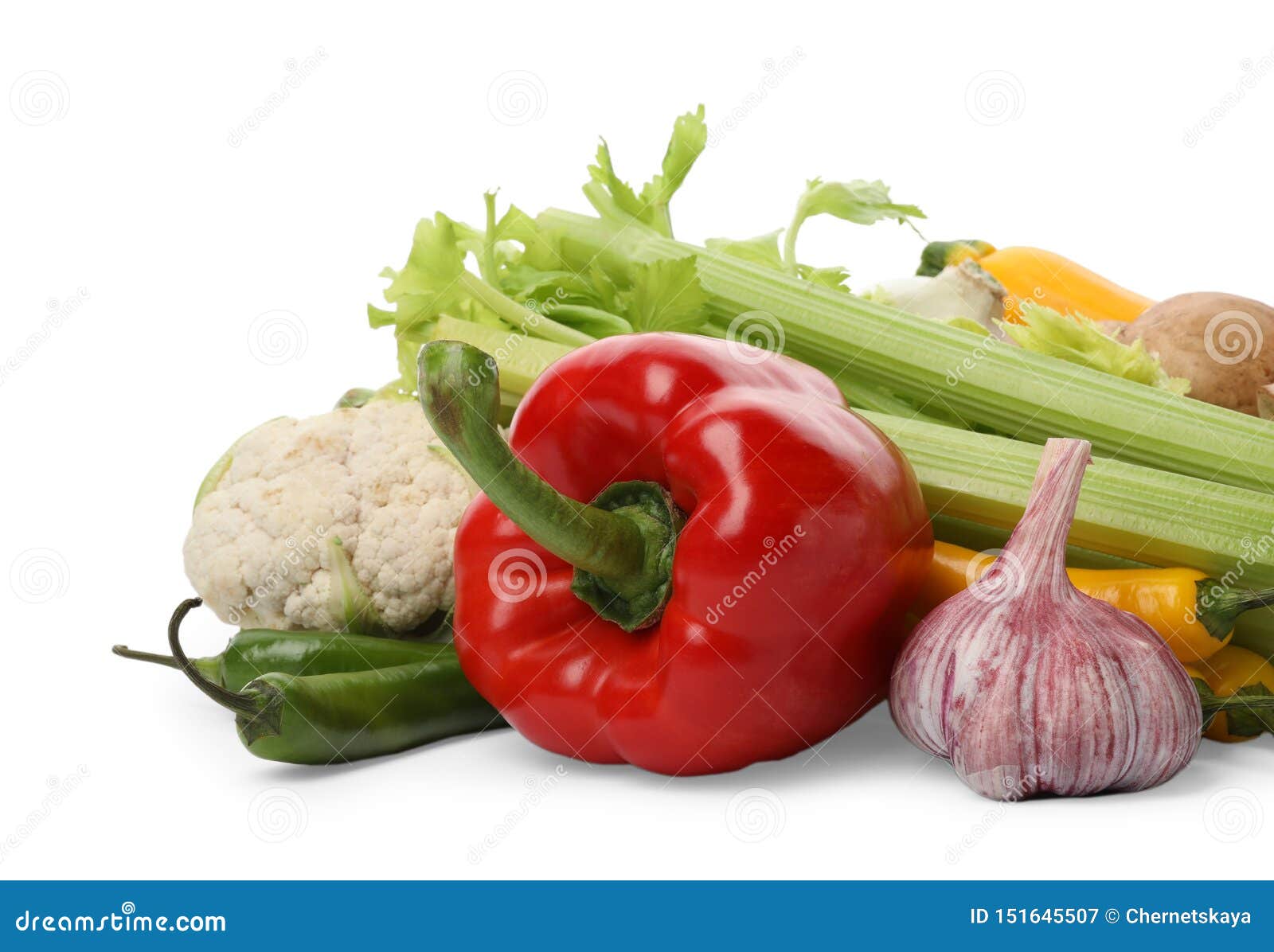 Different Fresh Ripe Vegetables Isolated Stock Image - Image of garlic ...