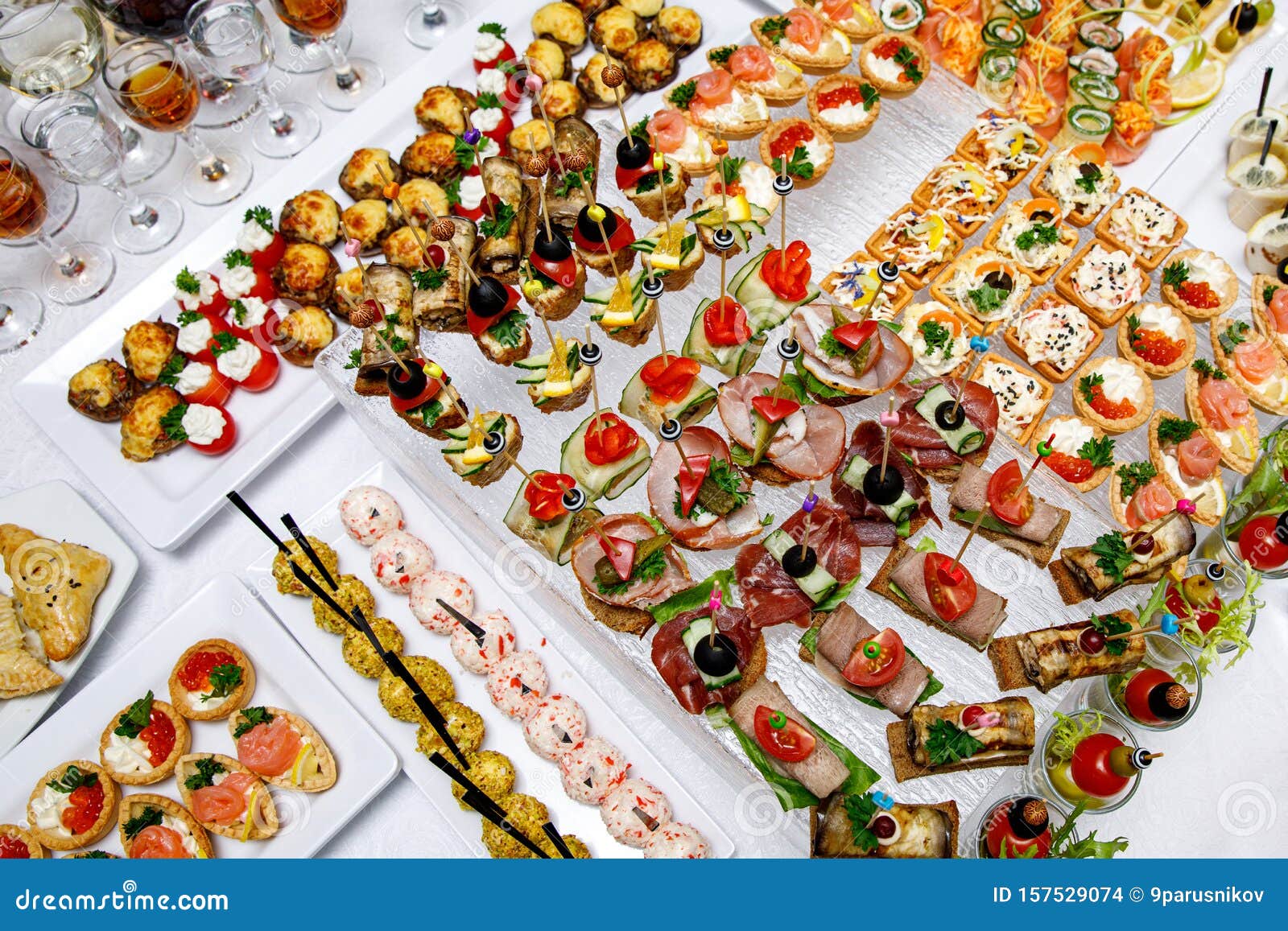 Snack Table Ready for the Event Stock Photo - Image of plate, salad ...
