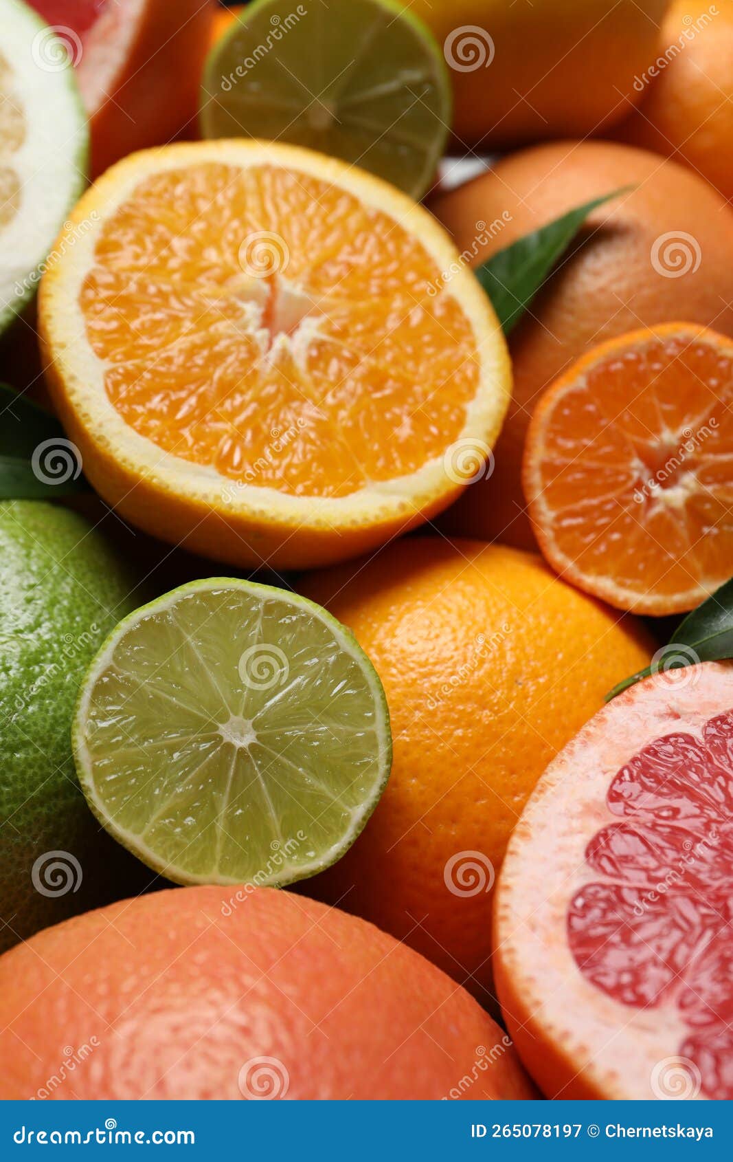 Different Fresh Whole and Cut Citrus Fruits As Background Stock Image ...
