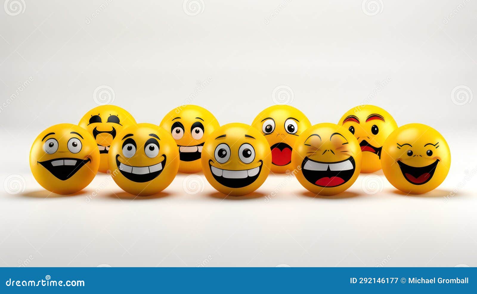 Different Friendly Yellow Smileys Isolated on White Created with ...