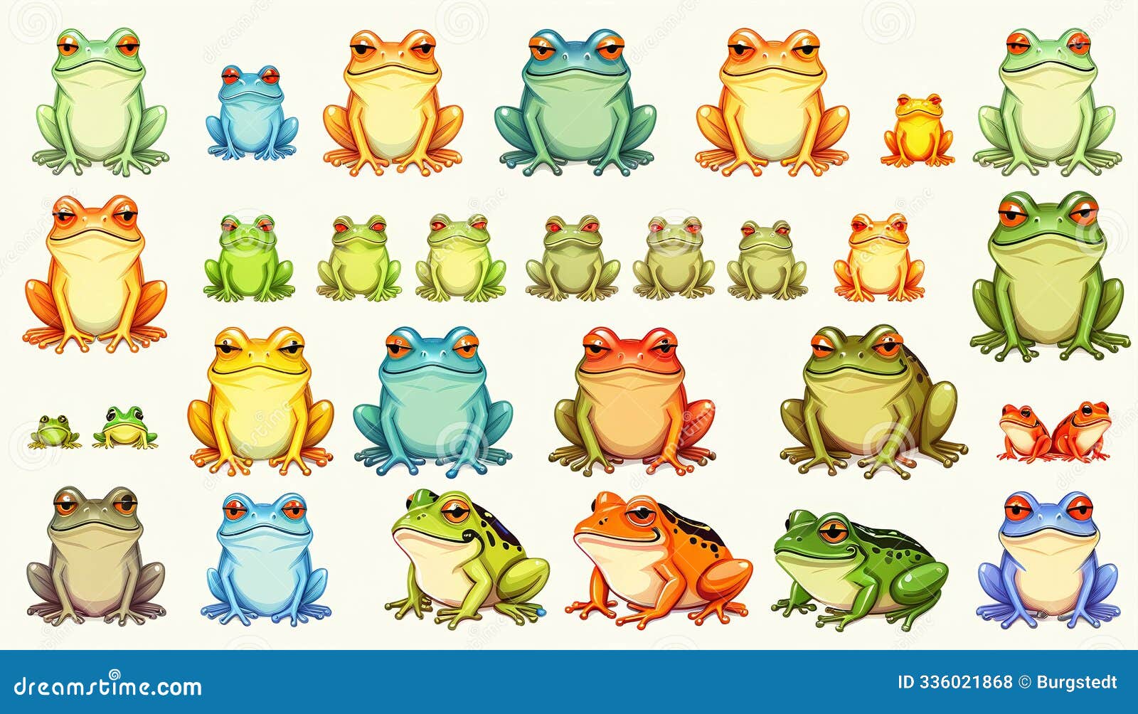 Different Frogs in Shape, Size and Color Next To Each Other in an ...