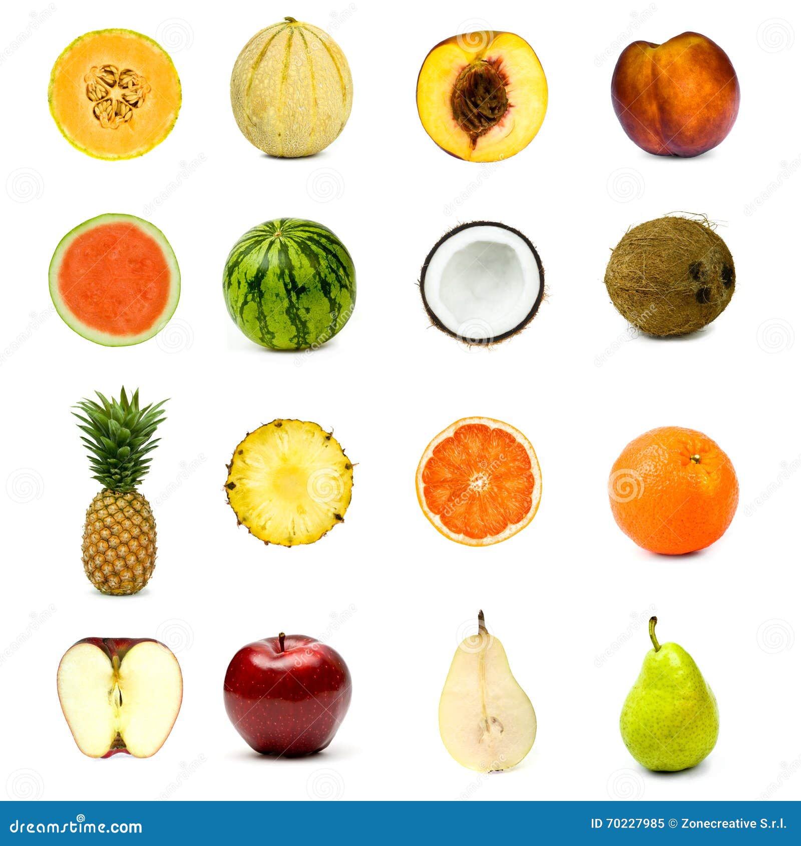 Different Fruit Composition Set Isolated on White Stock Image - Image ...