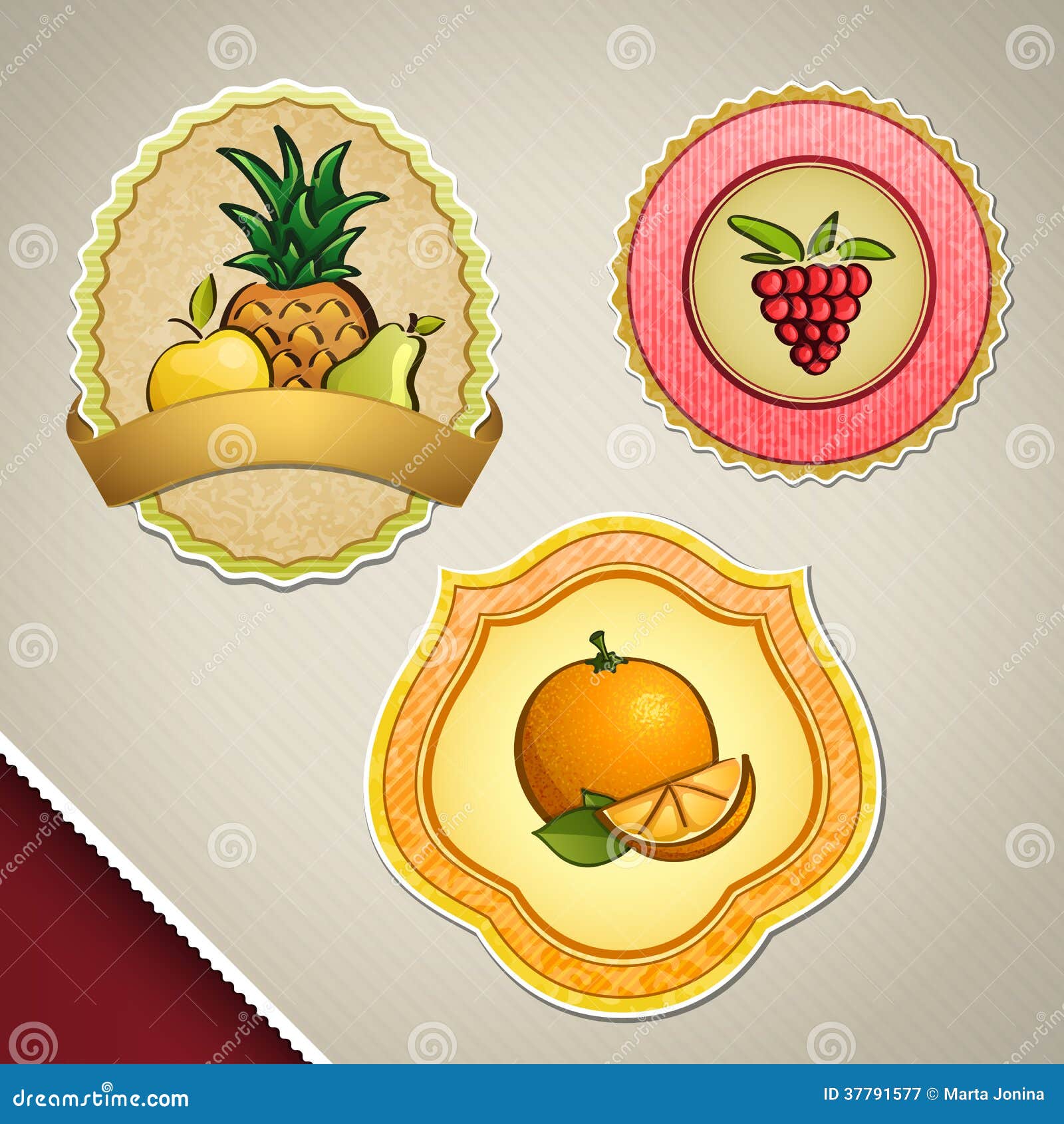 Different fruit labels stock vector. Illustration of icon - 37791577