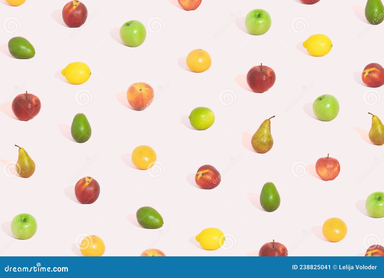 Different Fruit Pattern on Pastel Pink Background. Aestetich Modern ...