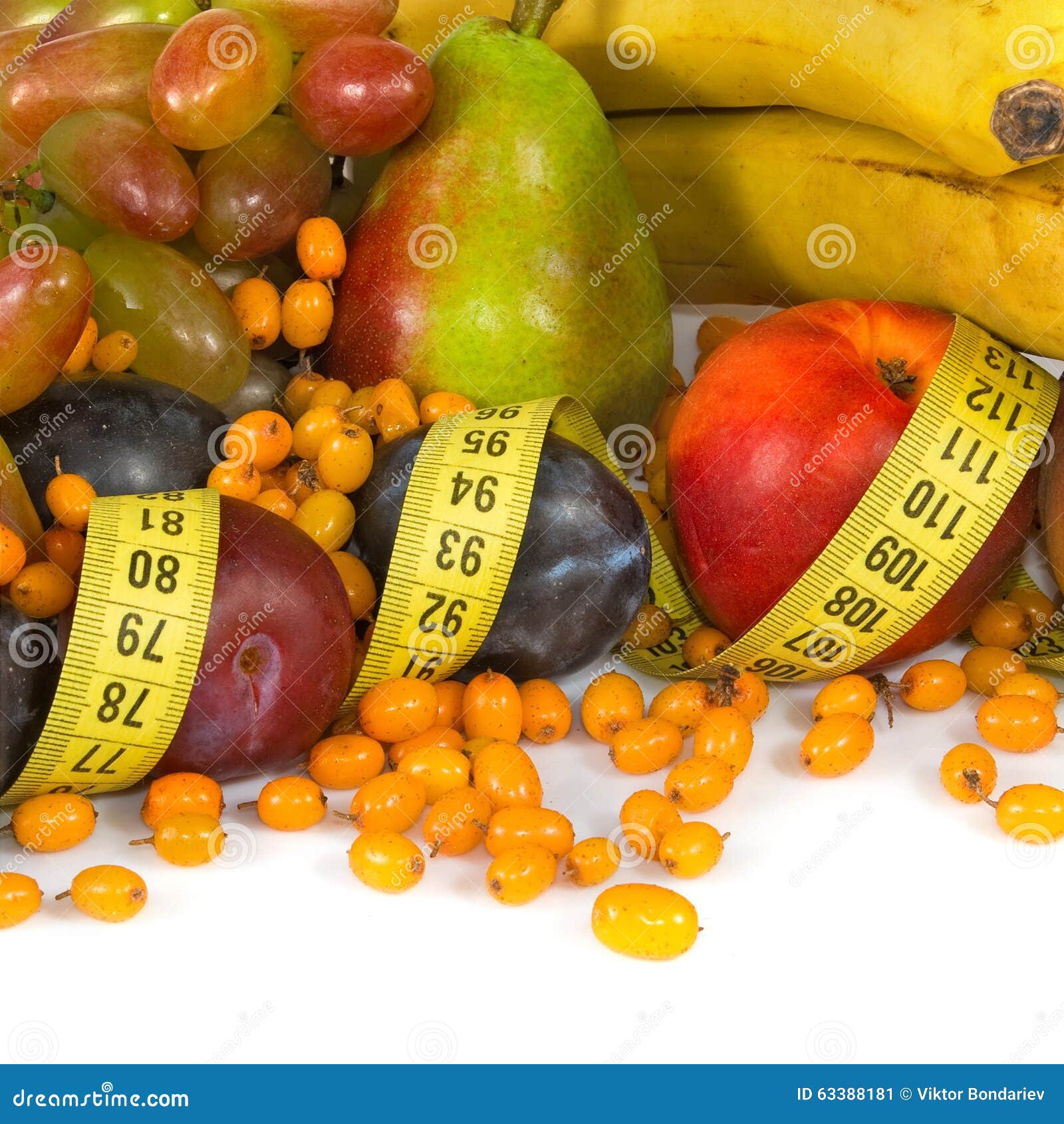 Different Fruits and Centimeters Closeup Stock Image - Image of harvest ...