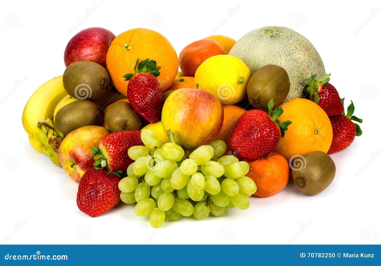 Different Fruits Isolated on White Stock Photo - Image of heap ...